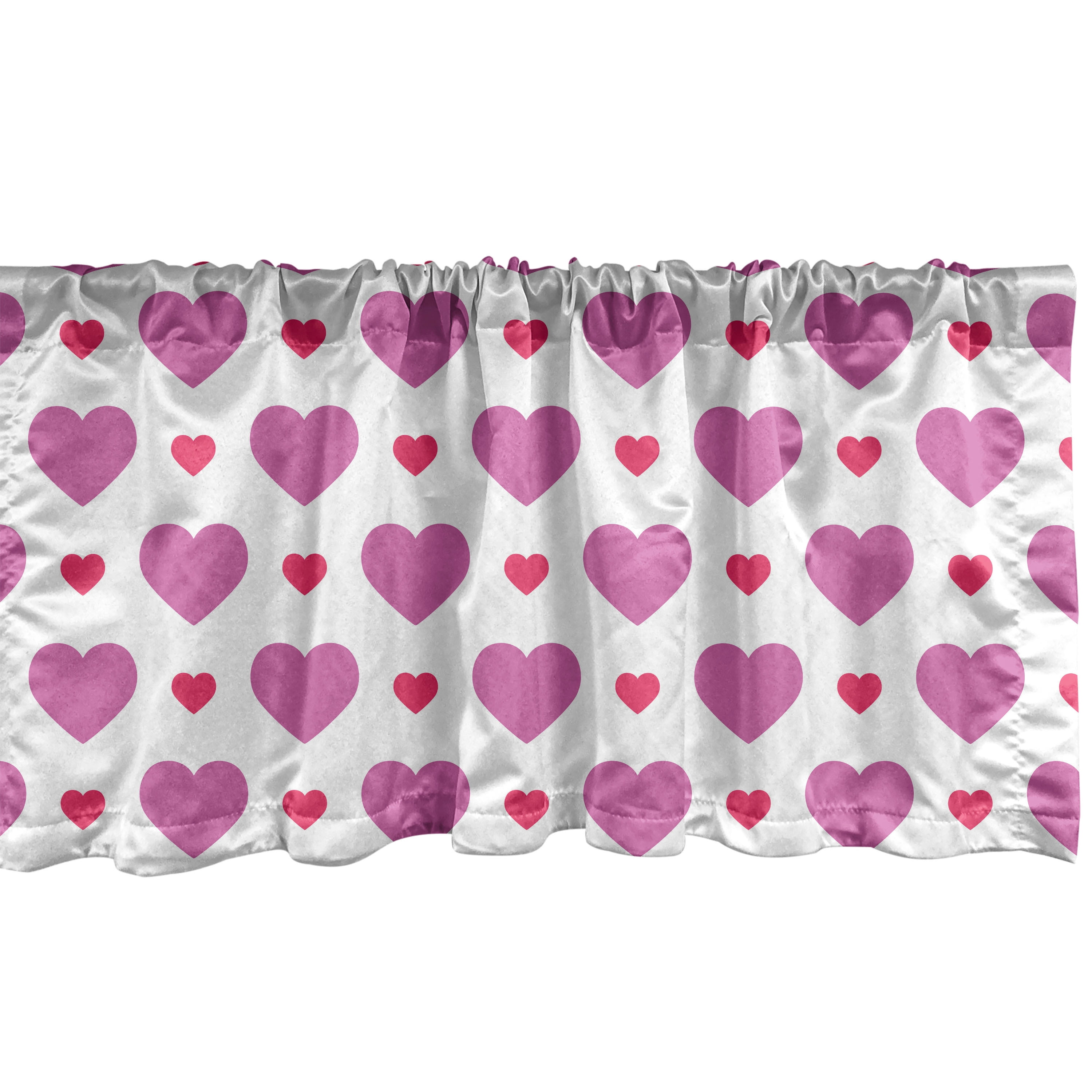 Ambesonne Valentine's Day Valance Pack of 2, Simplistic Hearts, 42"X18 ...