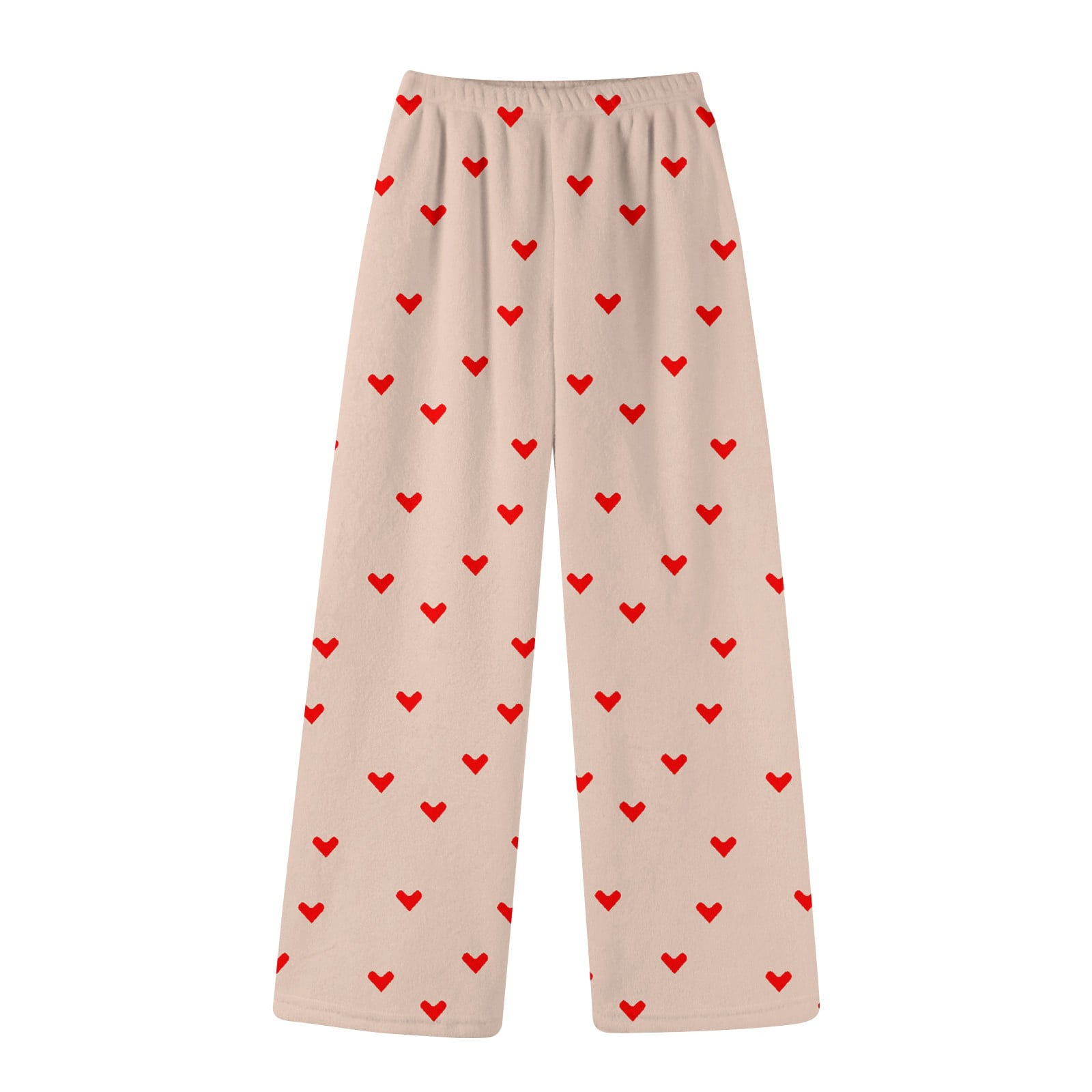 Valentine's Day Womens Flannel Pajama Pants Fluffy Heart Winter Fuzzy ...