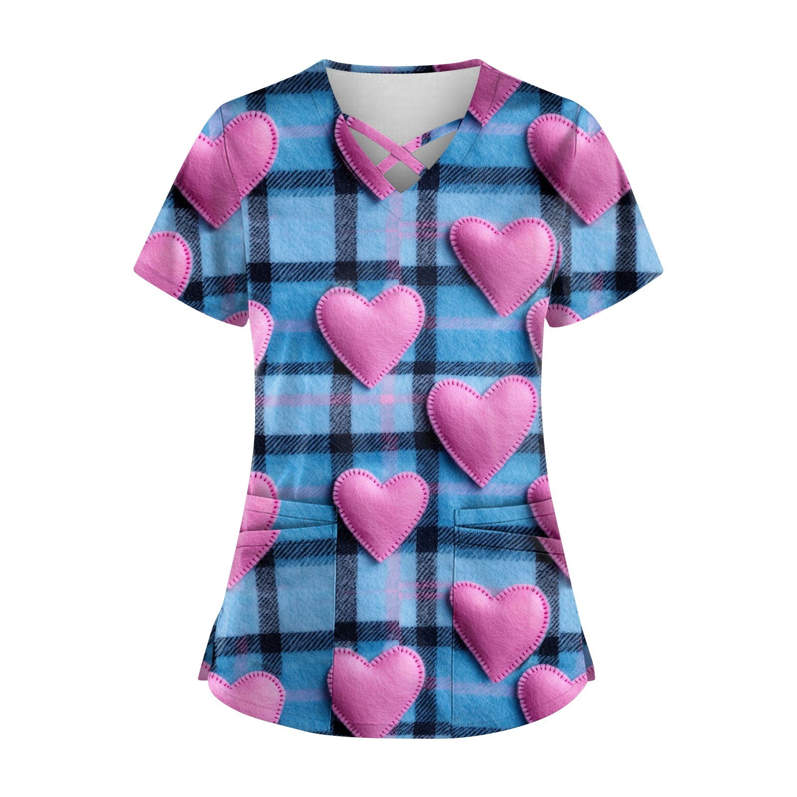 Valentine's Day Womens Scrubs Clearance Soft Love Heart Print Short ...