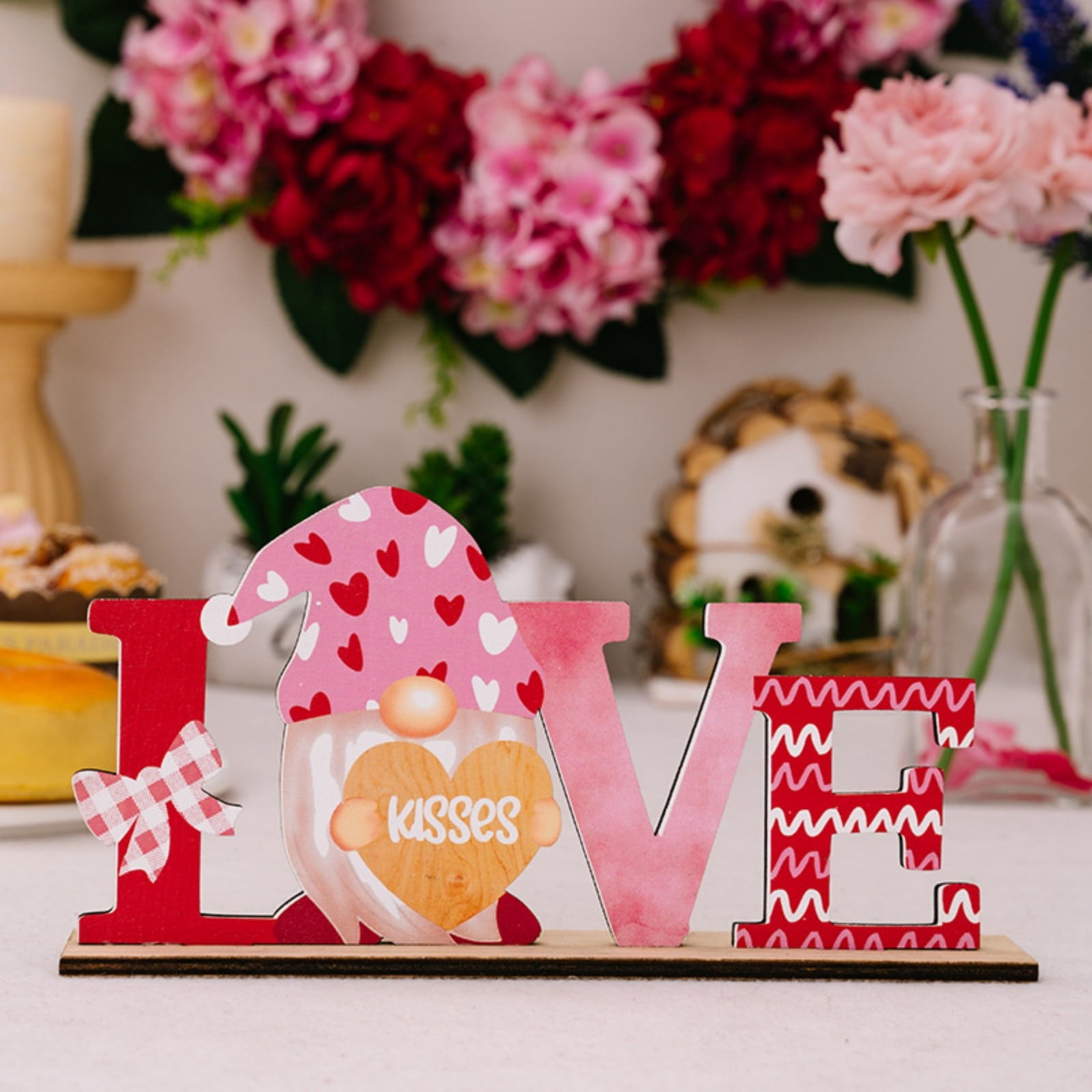 Valentine's Day Wooden Table Sign Decoration Freestanding Table ...