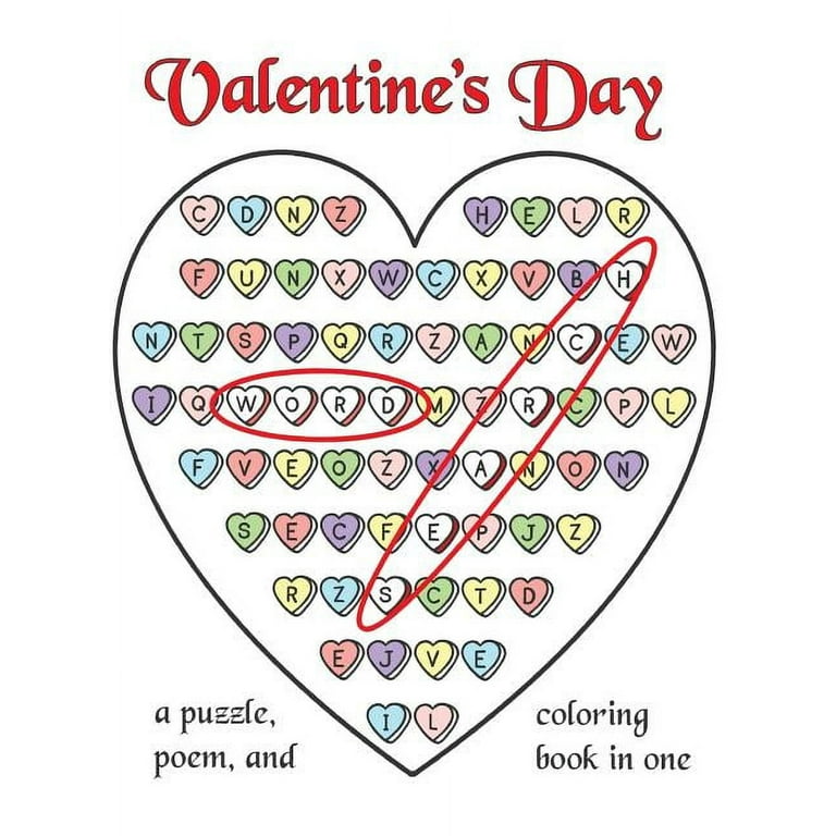 free printable valentine coloring pages word search