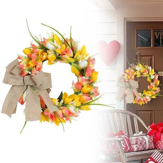 Valentine’s Day Wreath With Bow 14 Inch Realistic Plastic Garland ...