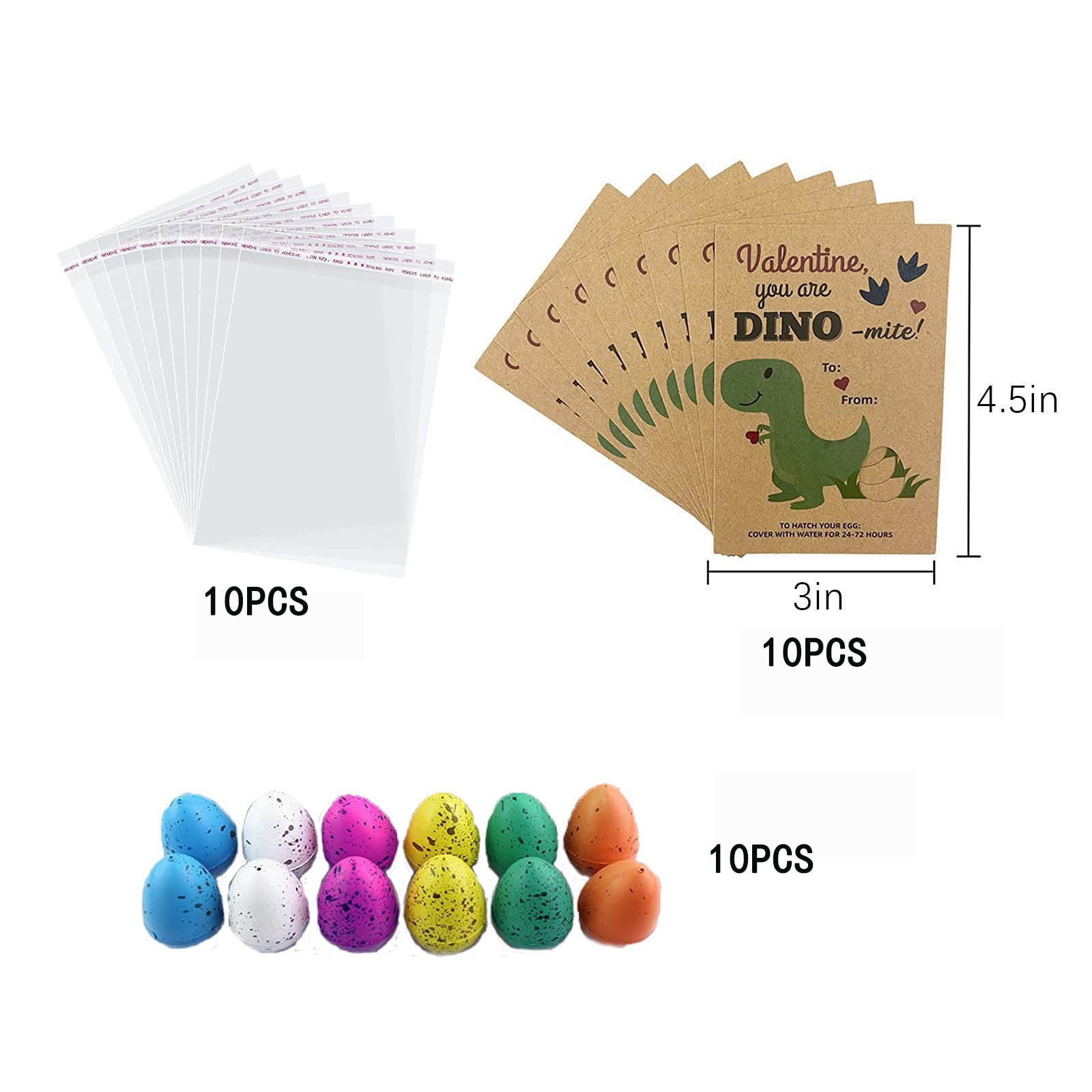 Valentine's Dinosaur Hatching Eggs Kit - 10 Pack Magic Grow Toys with ...