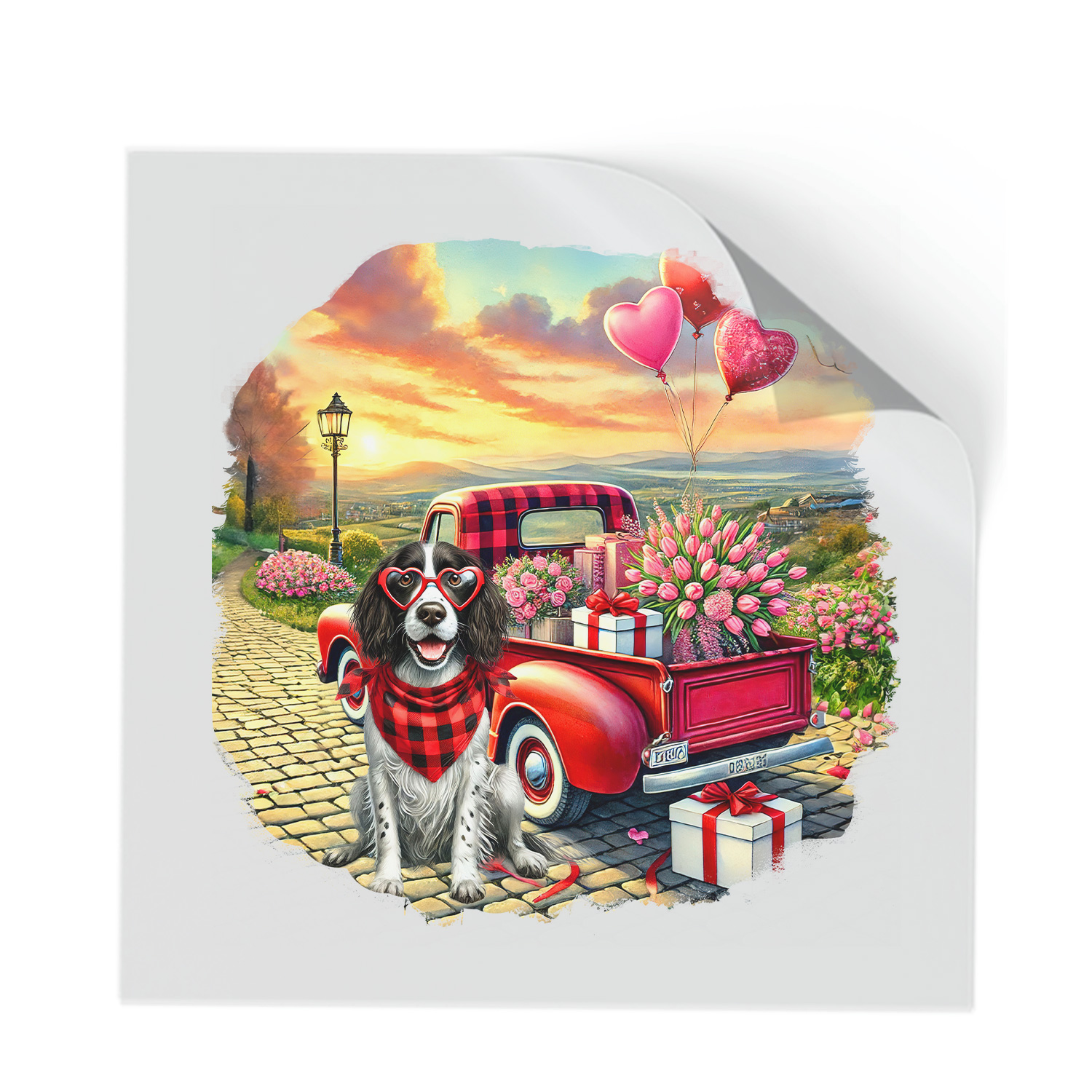 Be My Valentine's English Springer Spaniel Truck Full of Love Flower ...