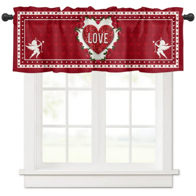 Valentine's Farmhouse Window Valances,54" x 18"Kitchen Valance,Rod ...