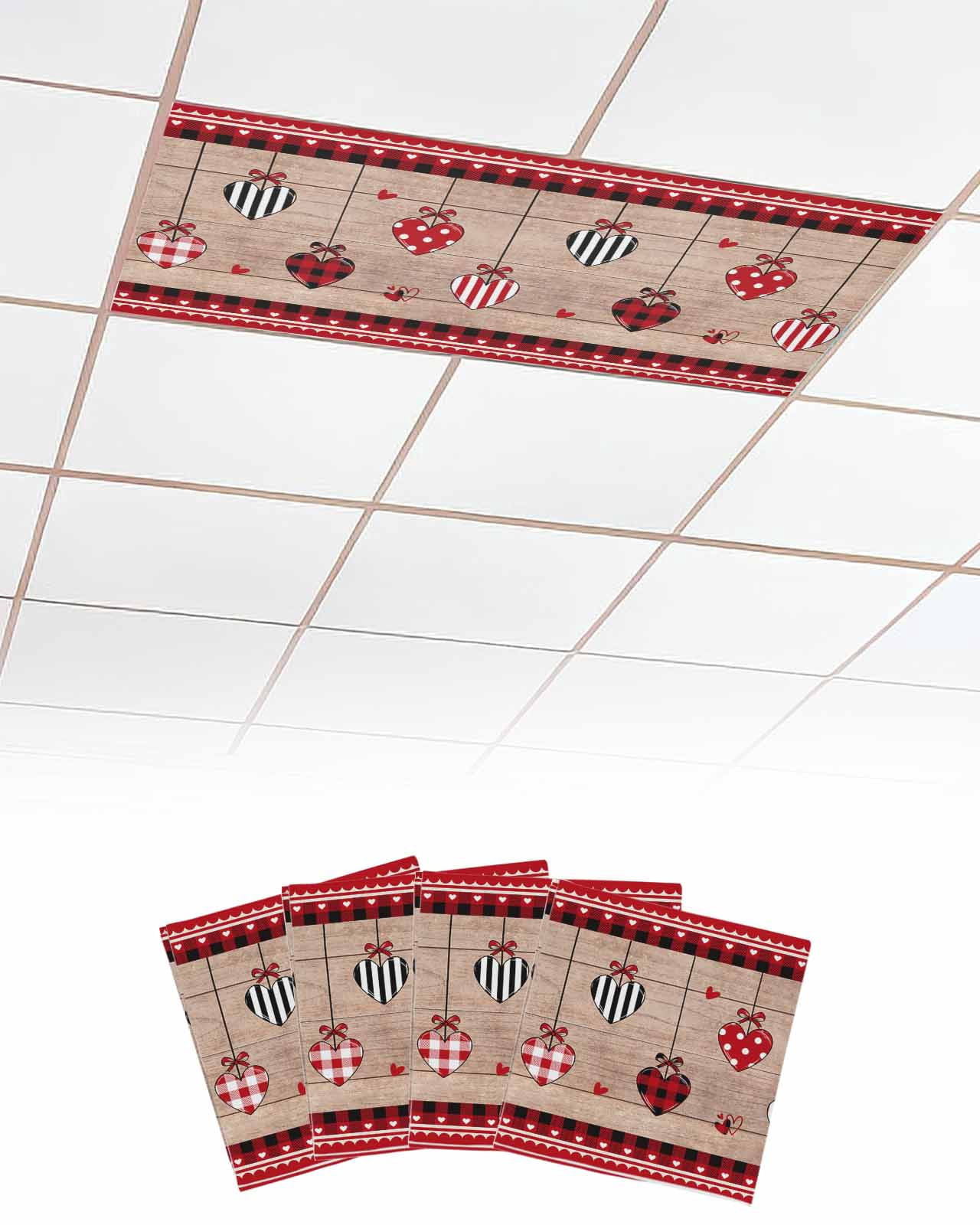Valentine's,Fluorescent Light Covers for Ceiling Lights 4x2 feet,4 Pack ...