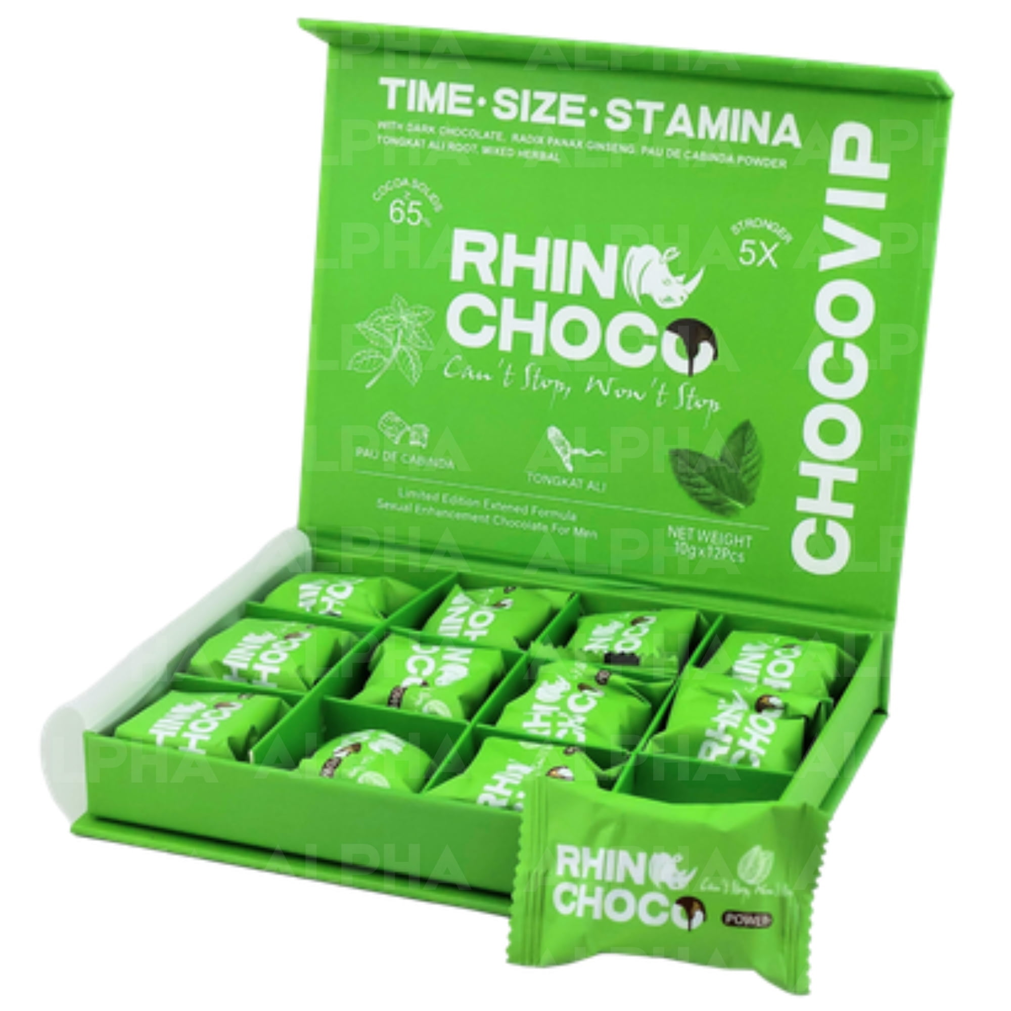 Rhino-Choco VIP Dark Chocolate for Men Extra Strength (10g) Box of 12 ...