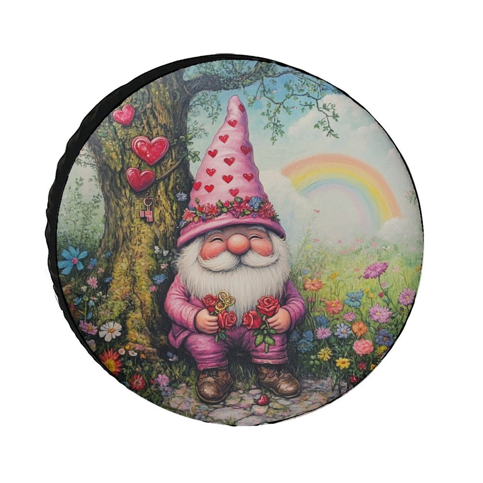 Valentine's Gnome with Roses Heavy Duty Spare Tire Cover Rose Flower ...