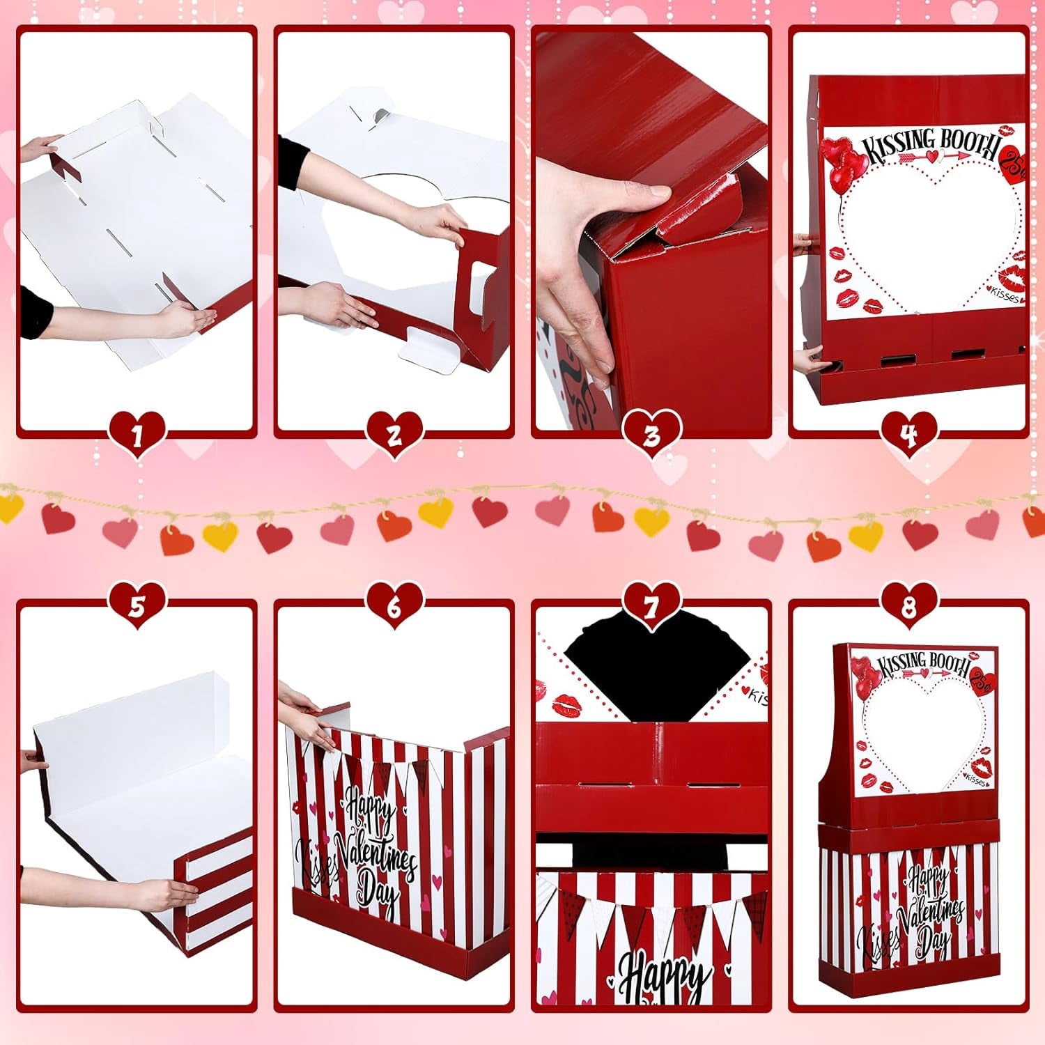 Valentine's Kissing Booth 54 x 28 in Valentines Photo Prop Kissing ...