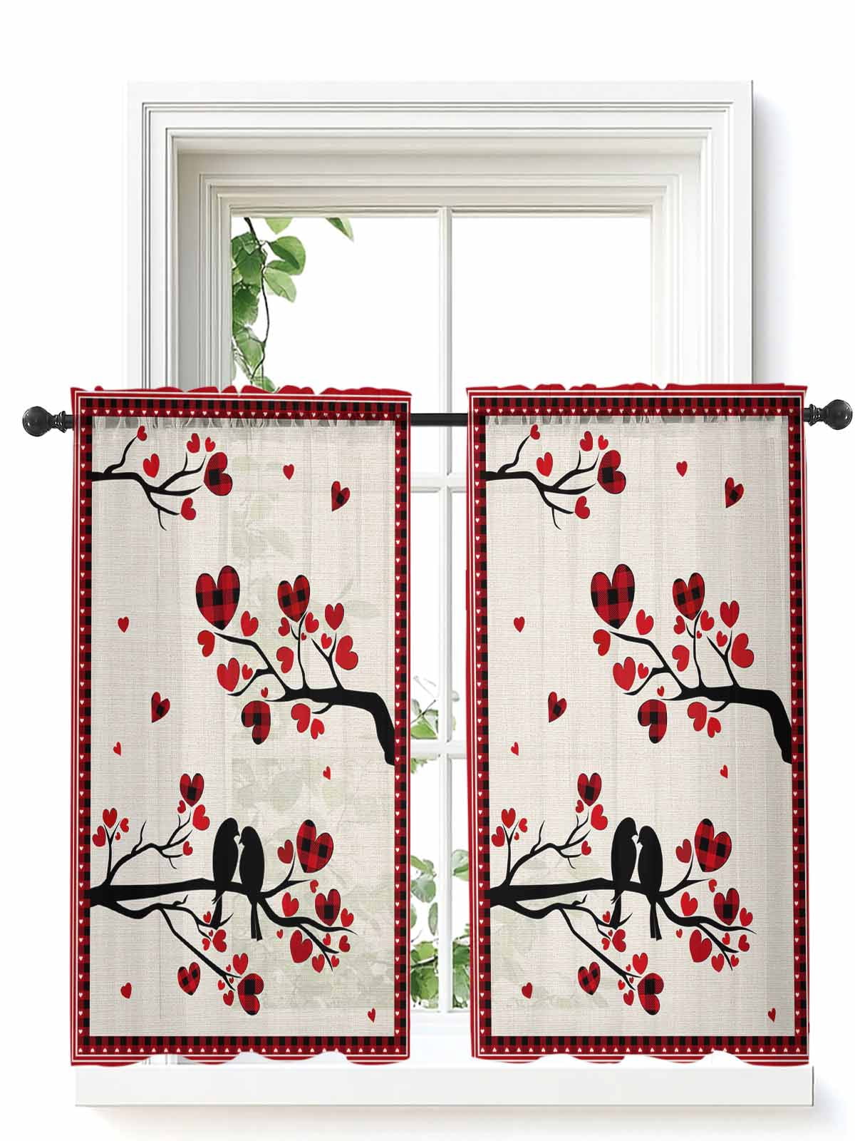 Valentine's Love-Birds,Curtains 45 Inch Length,Sheer Curtains for ...