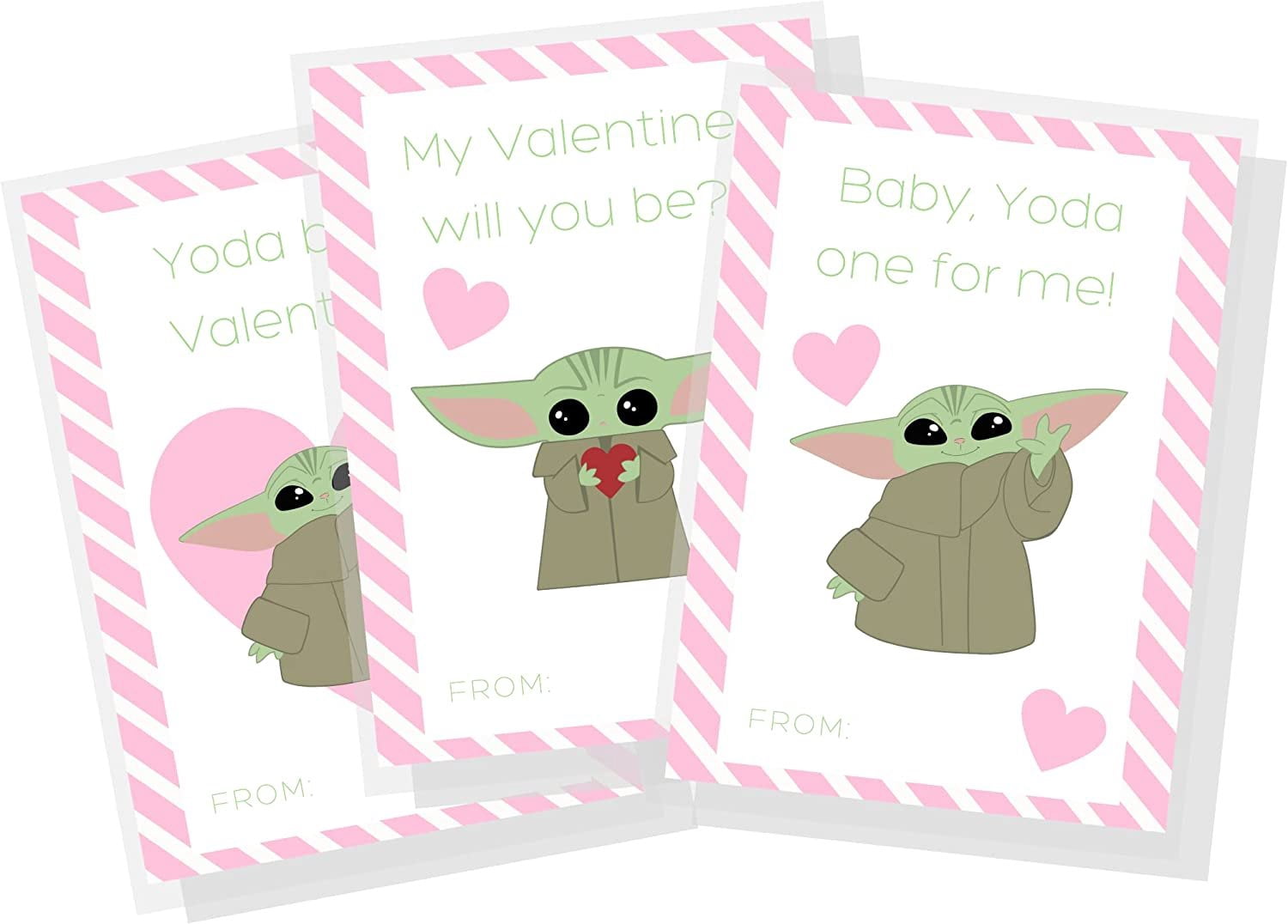 Valentine's Pack 30 Cards Valentines Day Cards Pink and White Stripes ...
