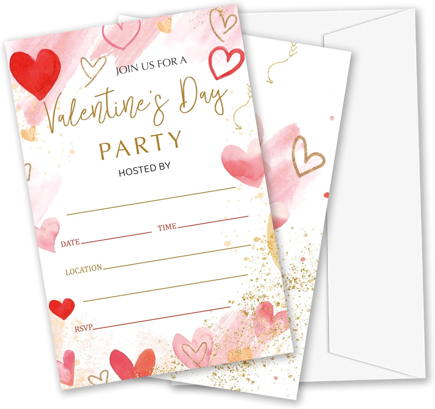 Valentine's Party Invitation, Galentines Day Heart Invite Cards ...