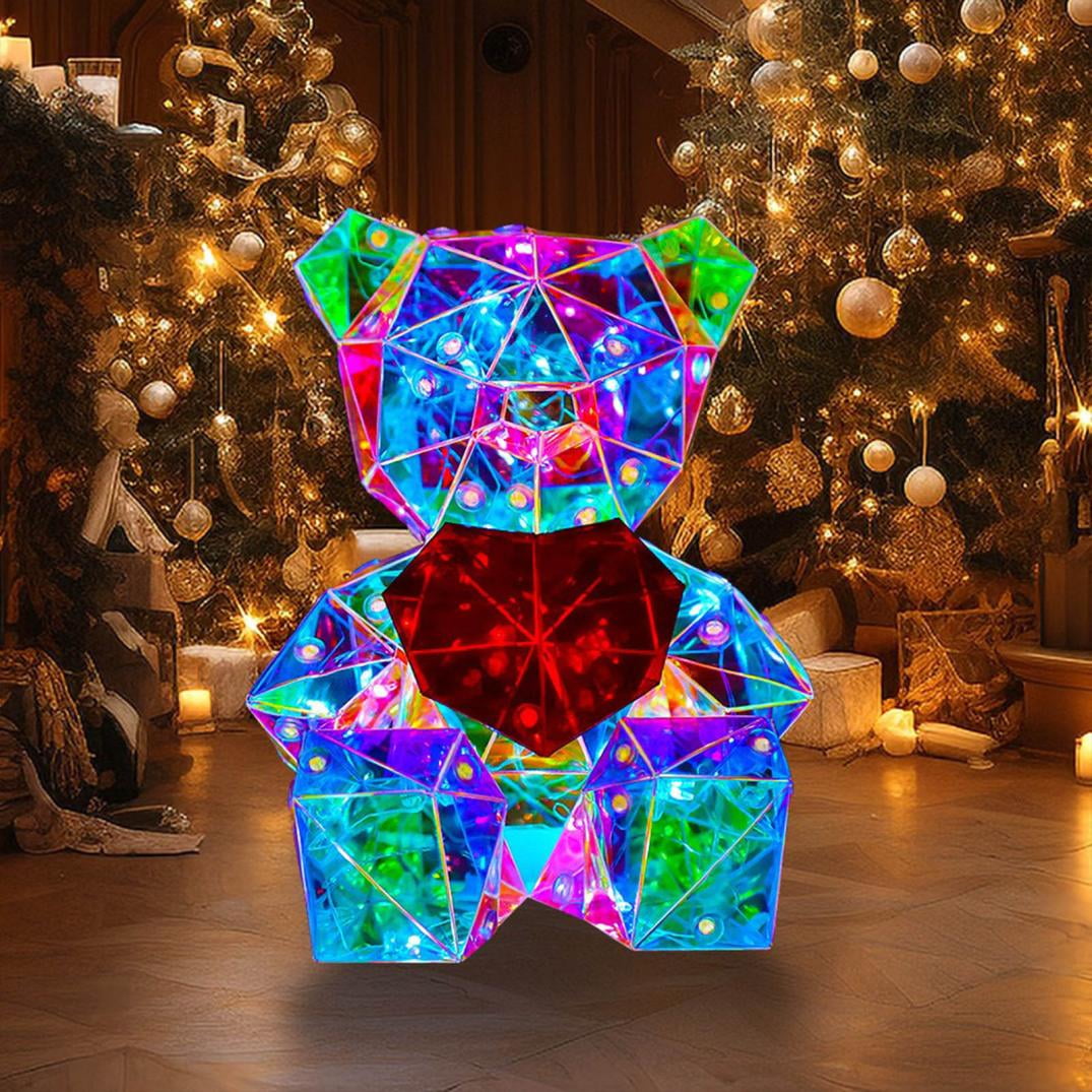 Valentine's Prismatic Iridescent Love Bear, Desktop Teddy Bear with LED ...