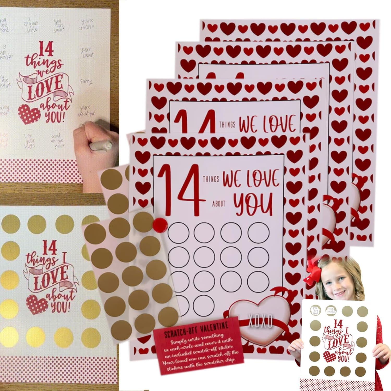 Valentine's Scratch Off Advent "14 things I or WE love about you!", 14 ...