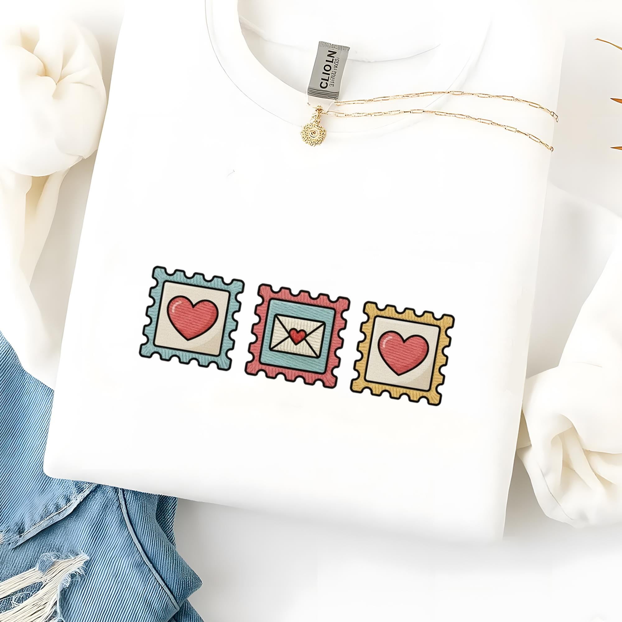 Valentine’s Stamps Embroidery , Retro Love Stamp Machine Embroidery ...