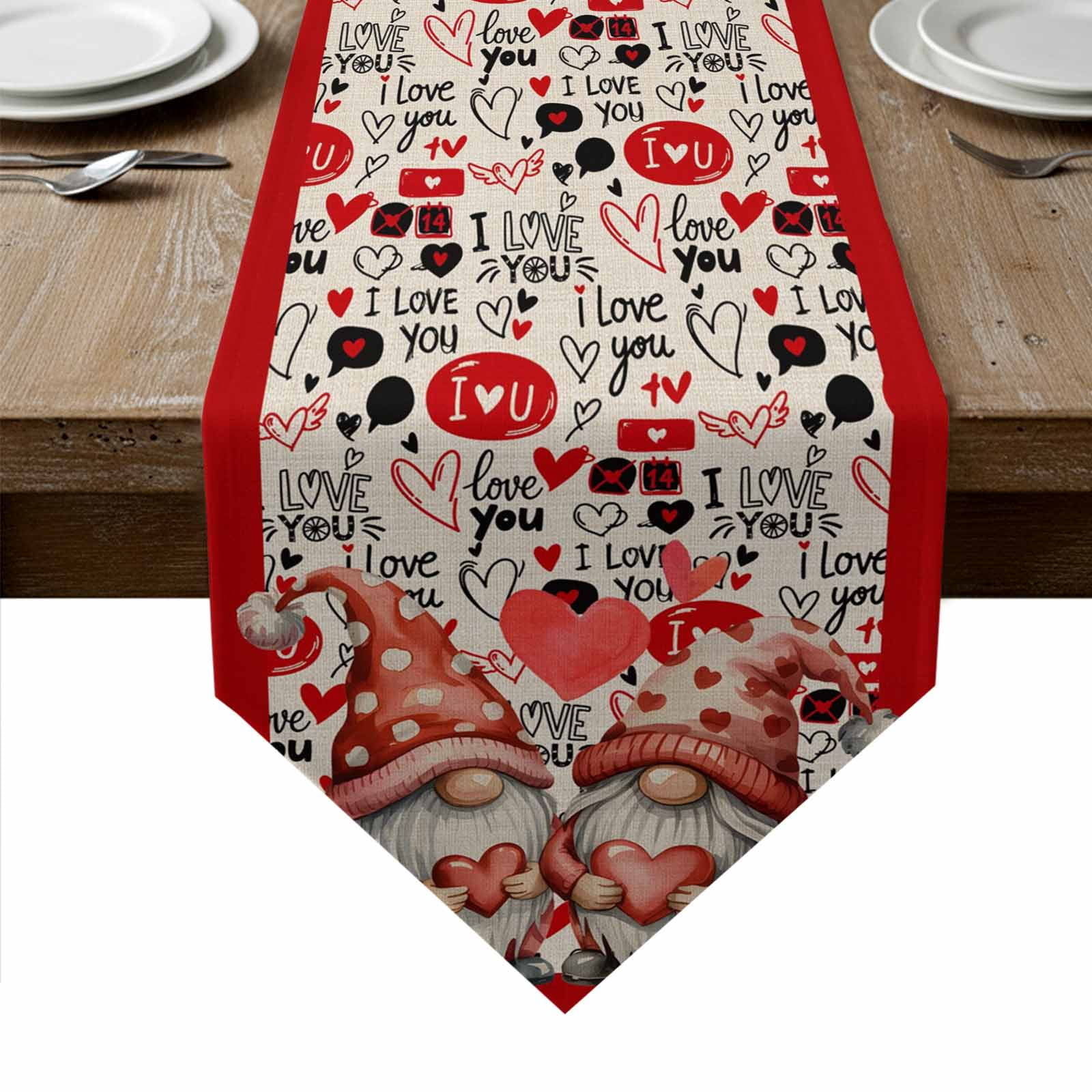 Valentine's Table Runner Linen Burlap Table Runner 72 Inches Long Pink ...