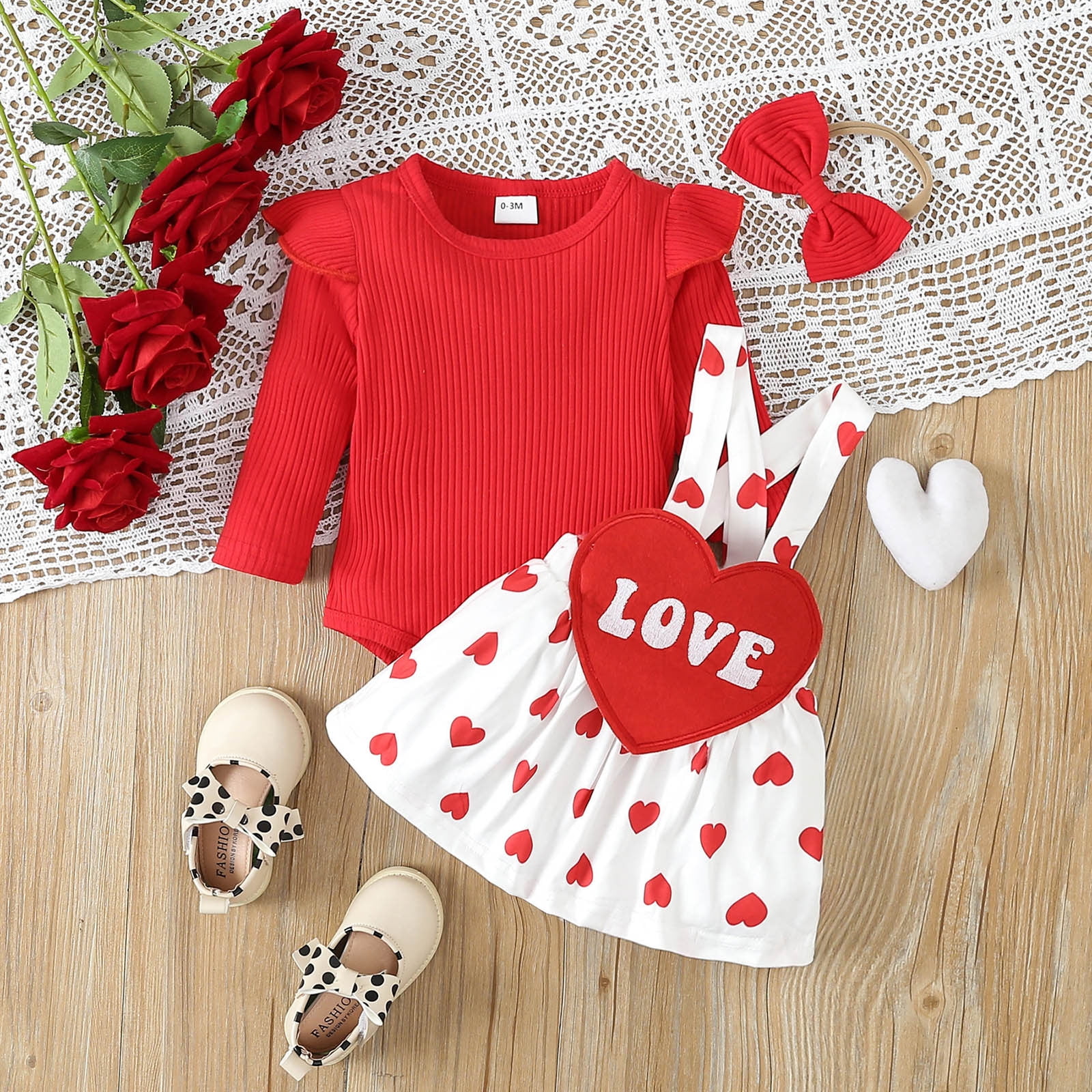 Valentines Baby Girl Outfit Lover Themed Letter Embroider Long Sleeve Top Skirt 2pc Set Cute ...