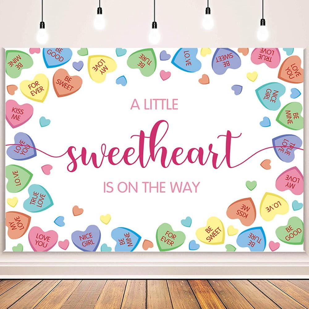 Valentines Baby Shower Backdrop A Little Sweetheart is On The Way ...