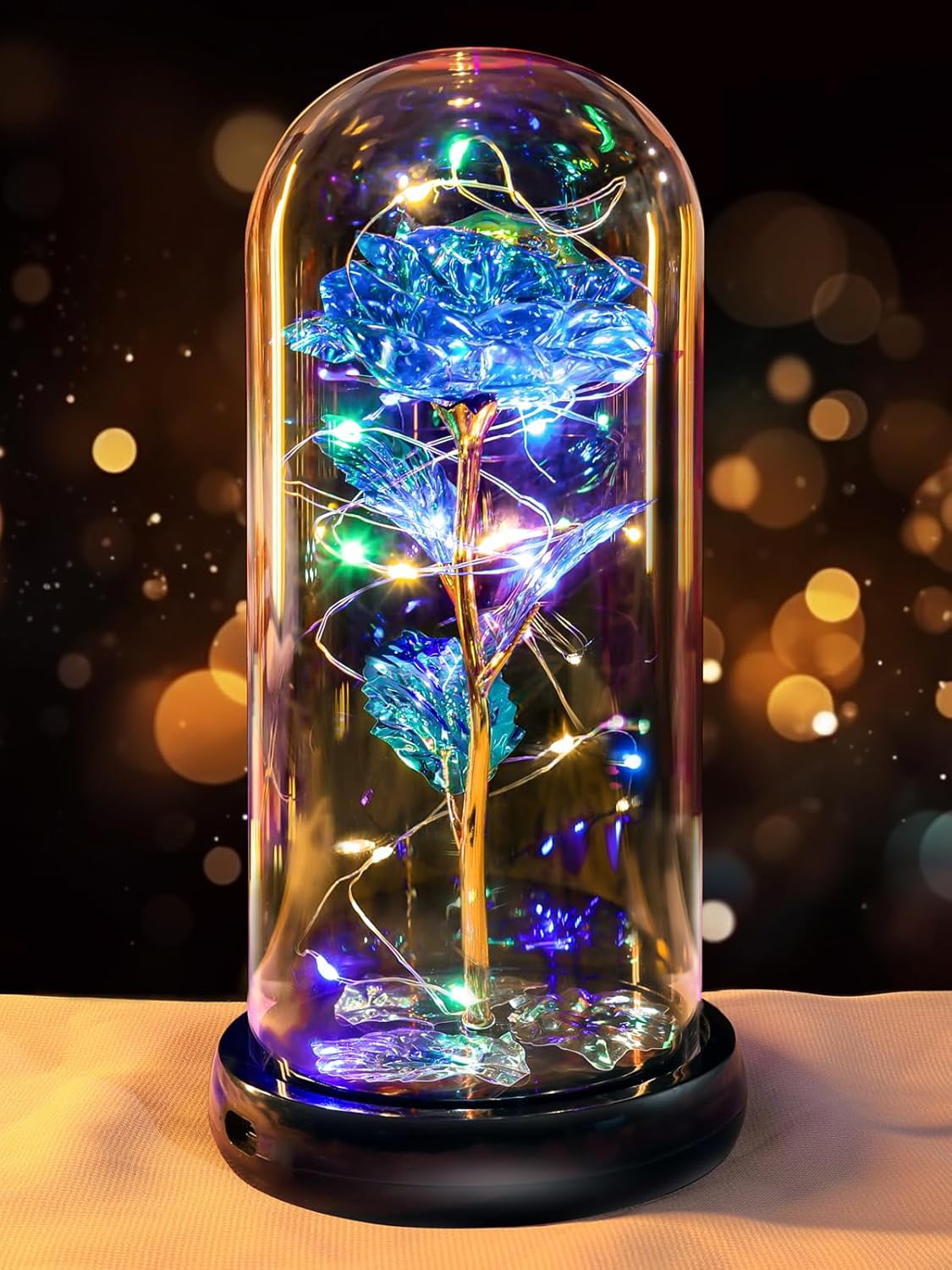 Mothers Day Blue Rose Gifts for Women Mom, Rechargeable Galaxy Glass ...