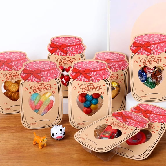 Valentines Cards – 30 Pack Mason Jar Valentine Exchange Cards with ...