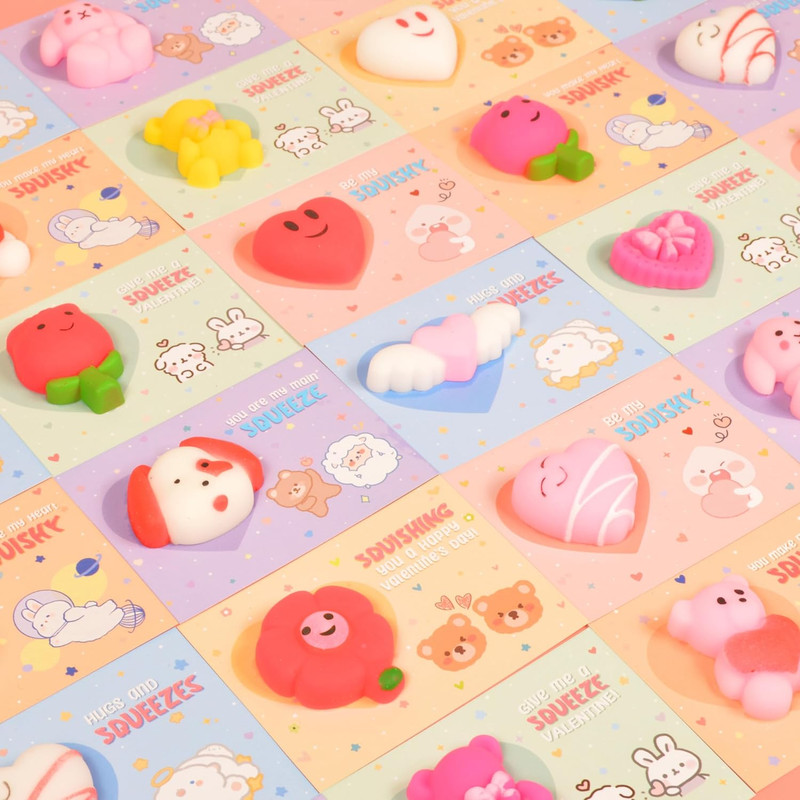 Valentines Cards for Kids Classroom, 36 Pack Mochi Squishy Valentines ...