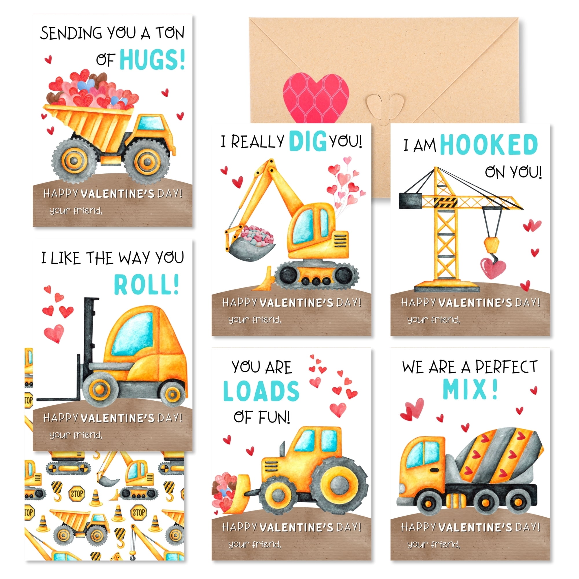 Valentines Cards for Kids Classroom - 48 Pack Construction Valentines ...