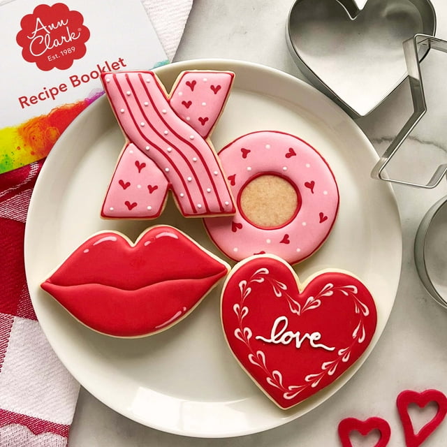 Ann Clark's 4-Pc. Valentines Cookie Cutters Set, Lips, Heart, X, O ...