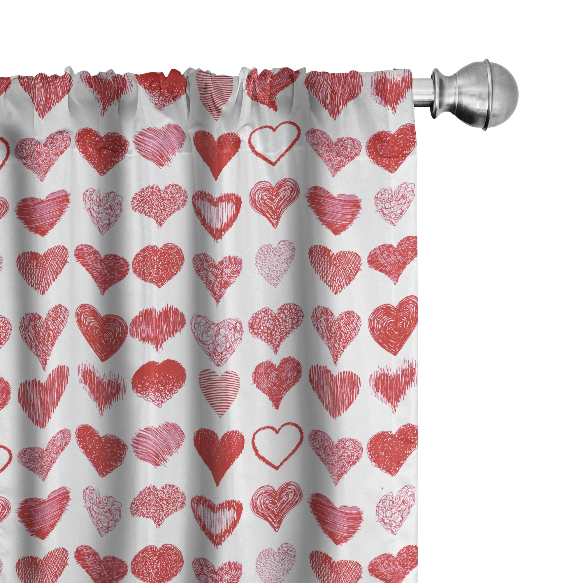 Valentines Day 2 Panel Curtain Set, Heart of Love and Romance Hand ...