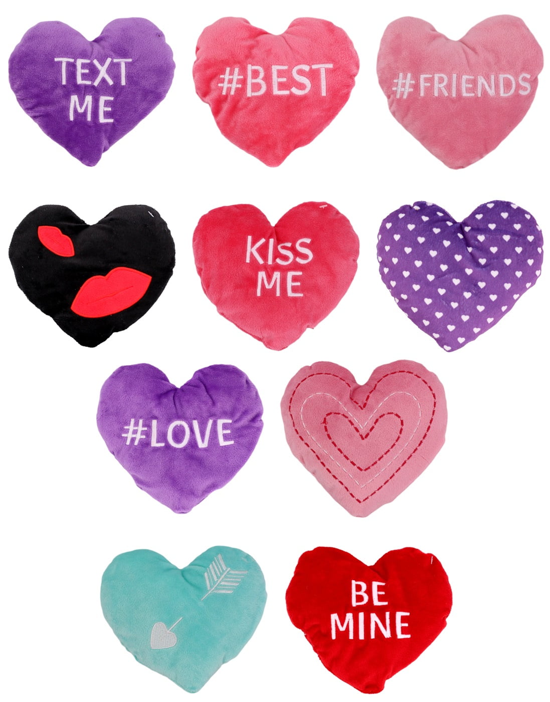 Valentines Day 3 Pack Plush Hearts Stuffed 6 Inch Soft Anniversary ...