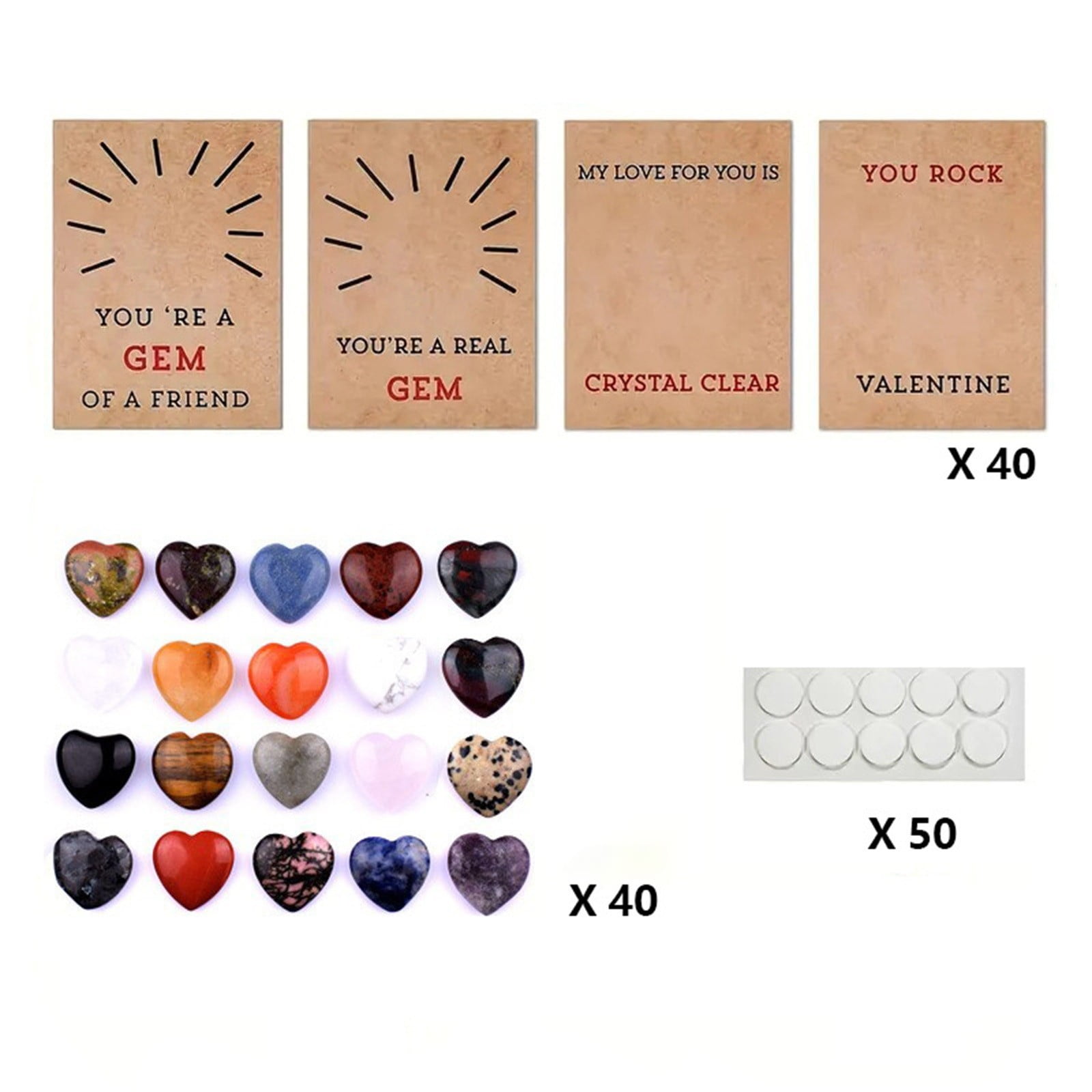 Valentines Day - 40 Pack Valentines Cards with Heart-Shape Crystals ...