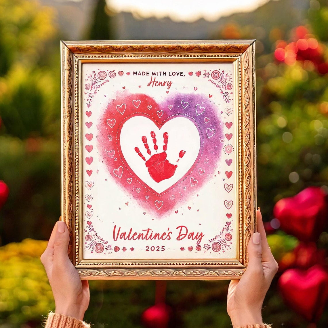 Valentines Day Art, Handprint Vday Paint Art, Craft For Kids Baby ...