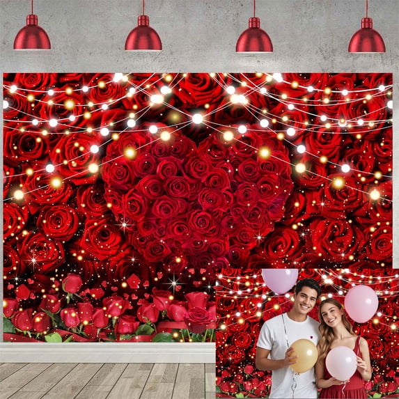 Valentines Day Backdrop, Red Rose Flower Photography Backdrops ...