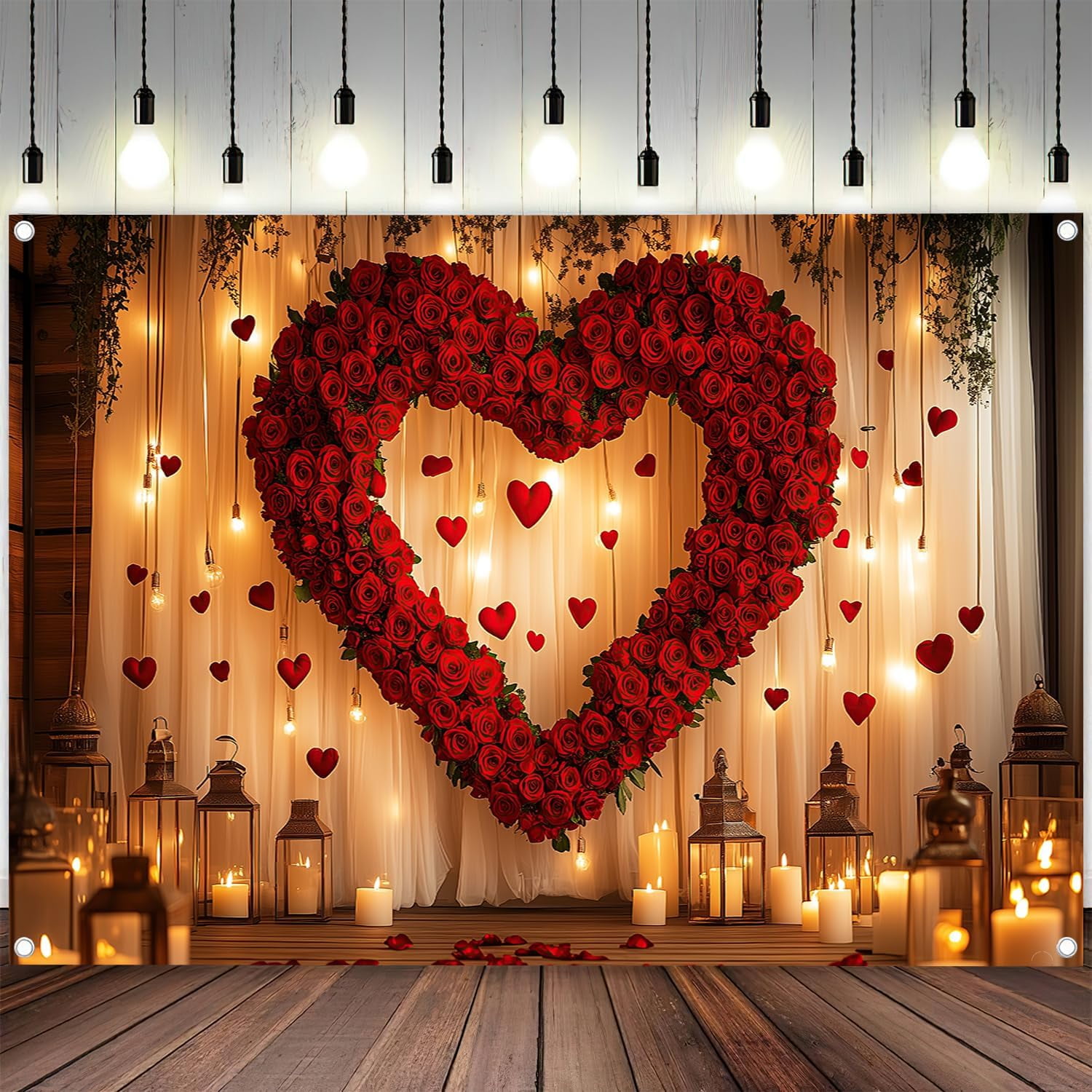 Valentines Day Backdrop, Romantic Love Theme Red Rose Flower ...