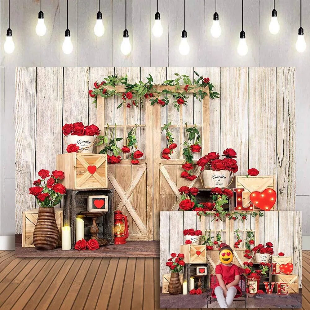 Valentines Day Background Baby Photo Booth Backdrop I Love You Rose ...