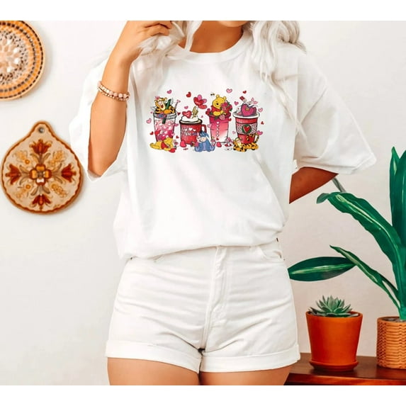 Valentines Day Bear Heart Love Theme Back Print Shirt Unisex Cotton T ...