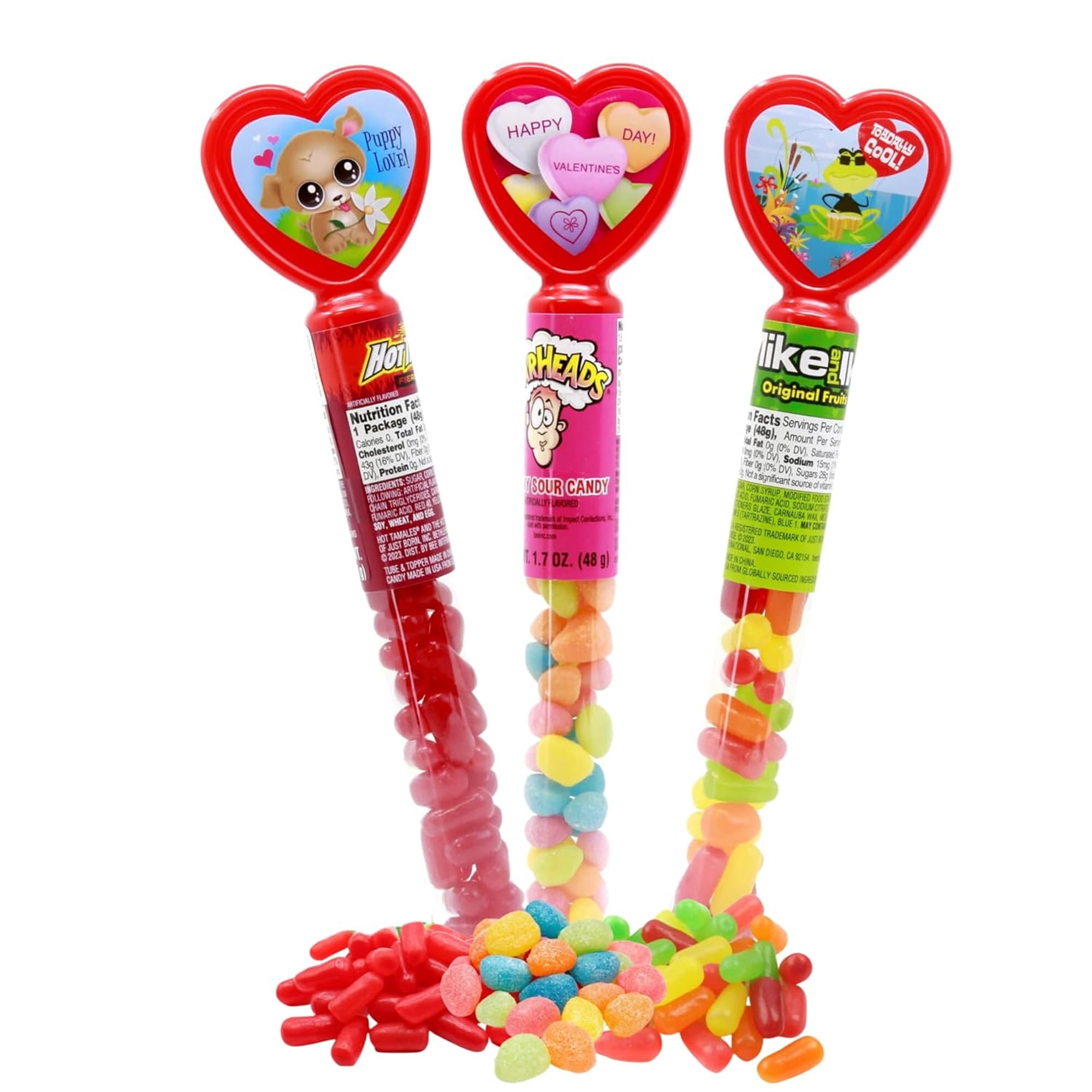 Valentines Day Candy Heart Filled Tubes, Classroom Exchange, Set of 3 ...