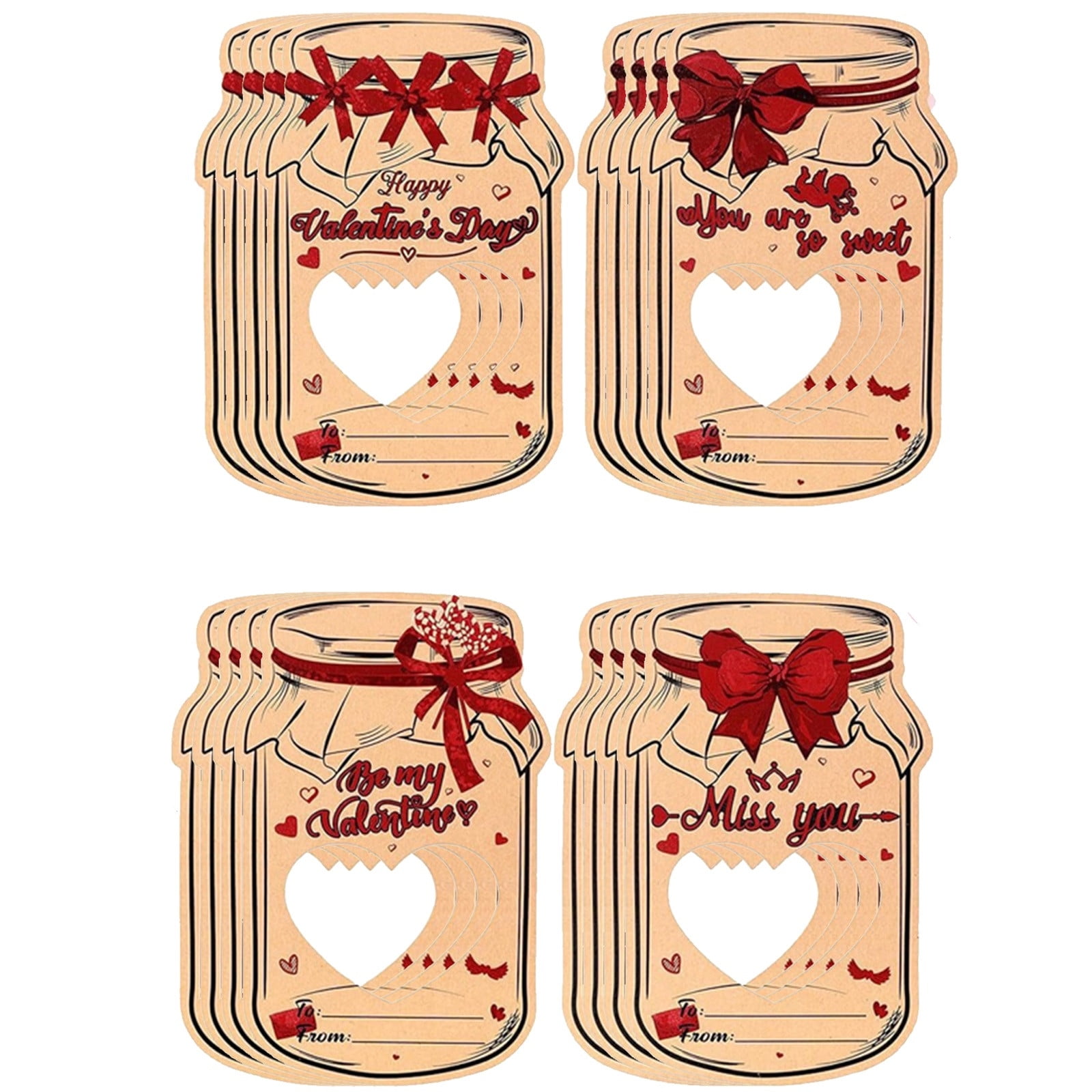 Valentines Day Card Gifts 24 Valentine's Day Candy Cards With Drifting ...