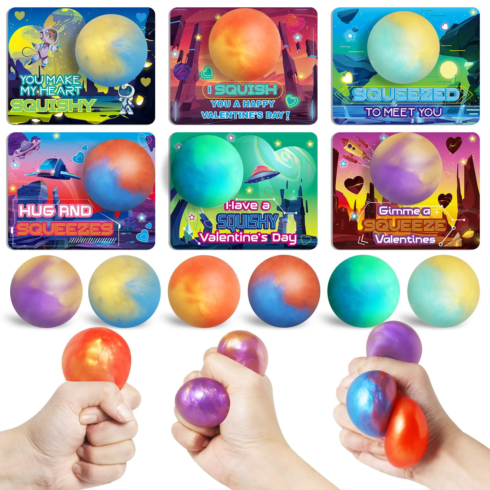 Valentines Day Cards for Kids, 24 Packs Valentines Cards with Slime ...