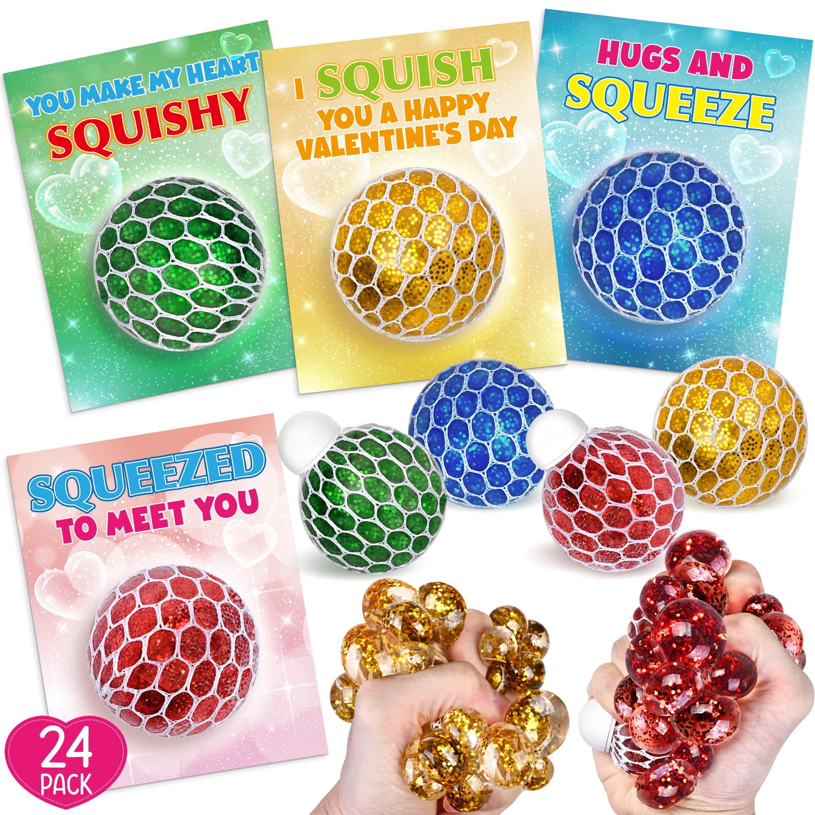 Valentines Day CardsITSC for Kids School Classroom, 24 Stretch Balls ...