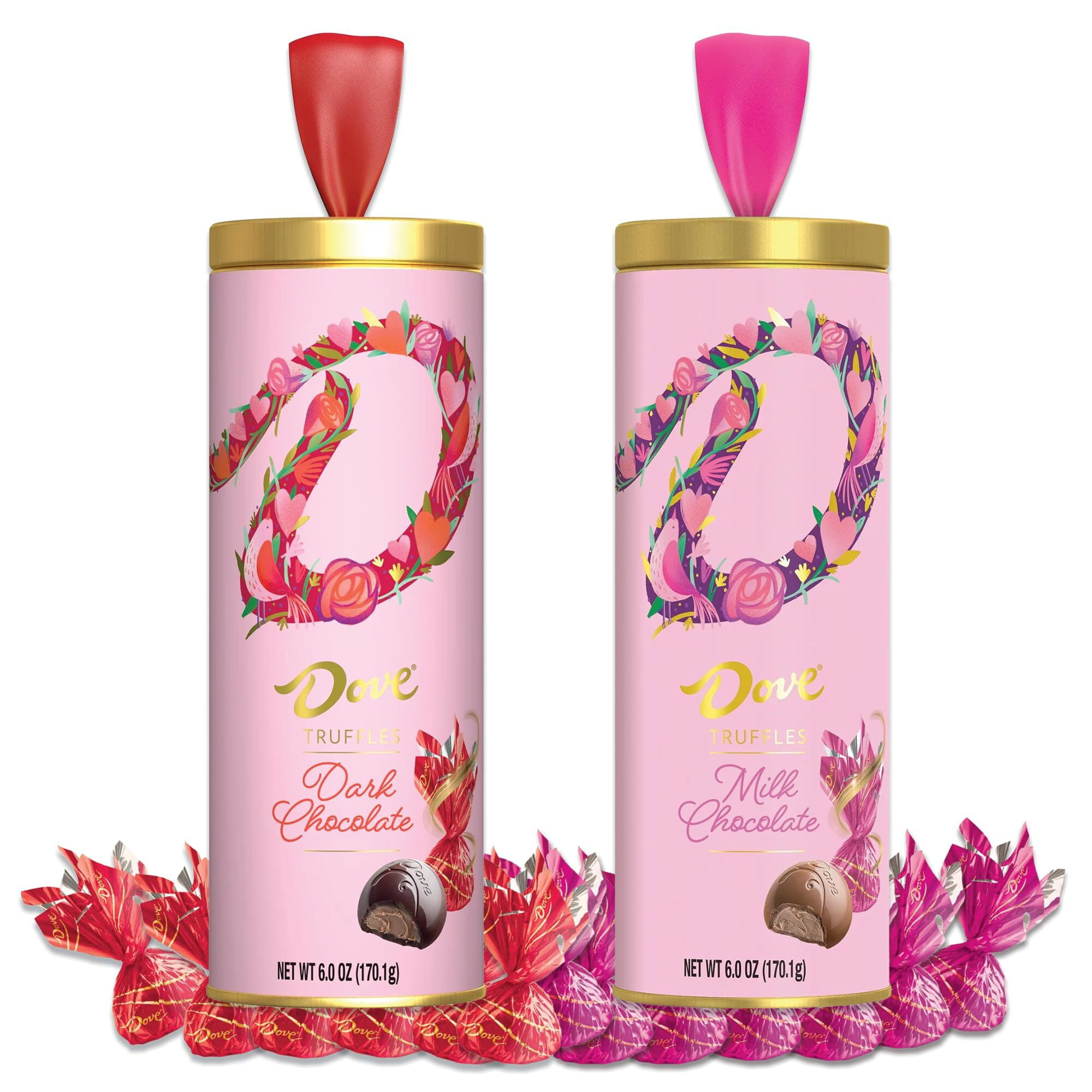 Valentines Day Chocolate Box Heart Tins Variety 2 Pack- Dove Milk ...