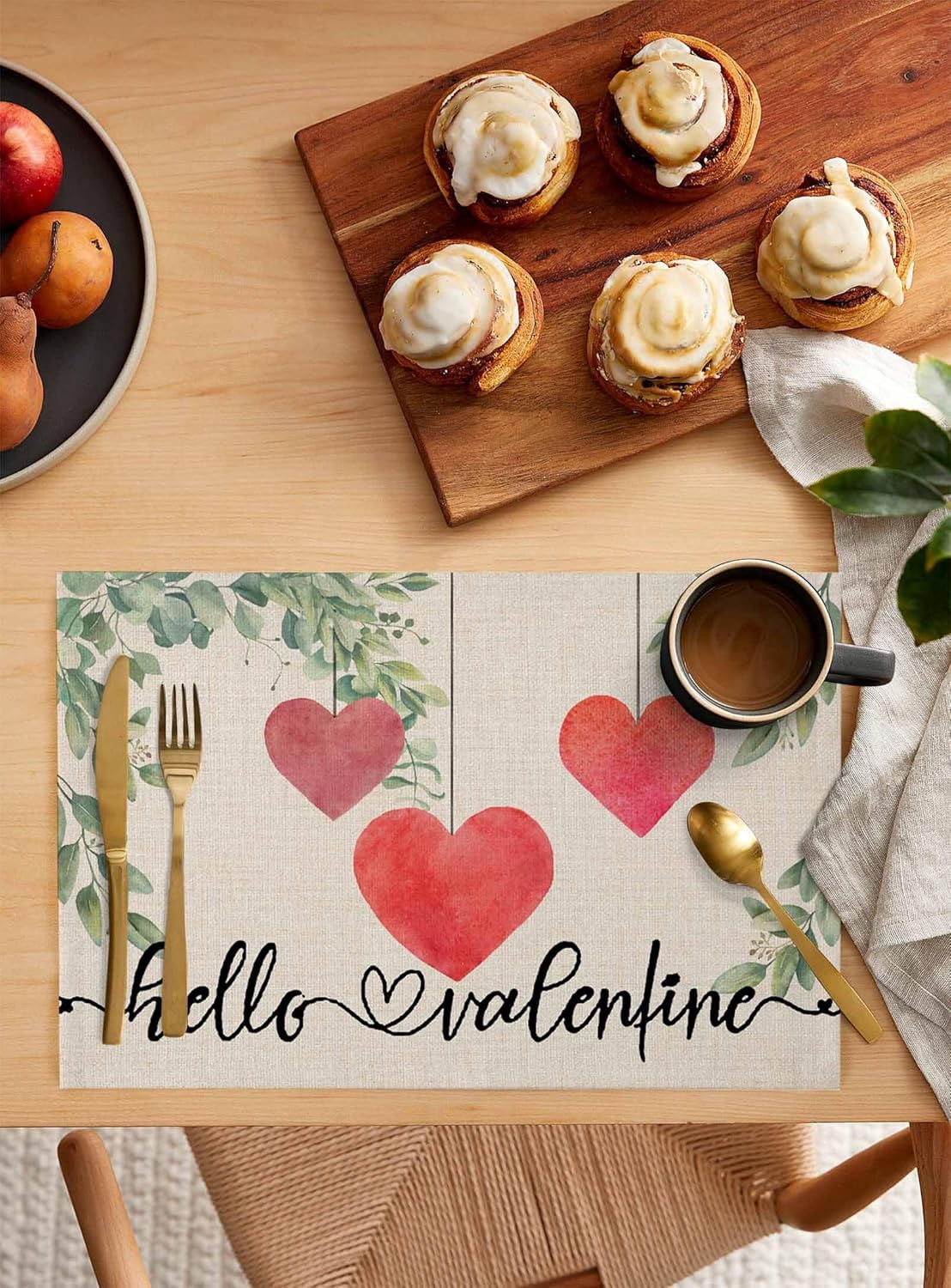 Valentines Day Colorful Love Hearts Table Runner, Forever Kiss Kitchen ...