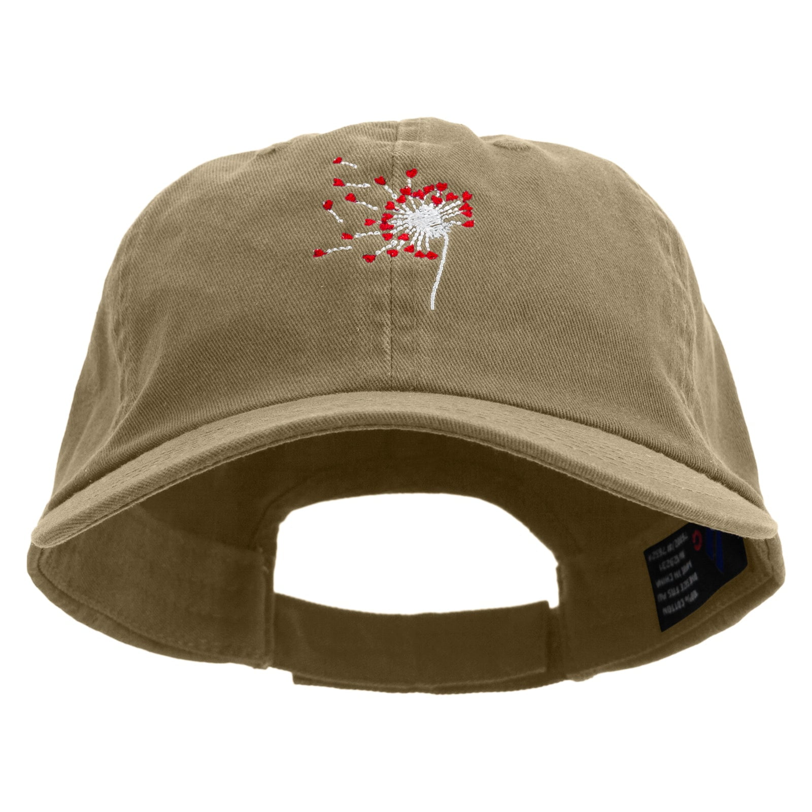 Valentines Day Dandelion Embroidered Low Profile Dyed Cotton Twill Cap ...