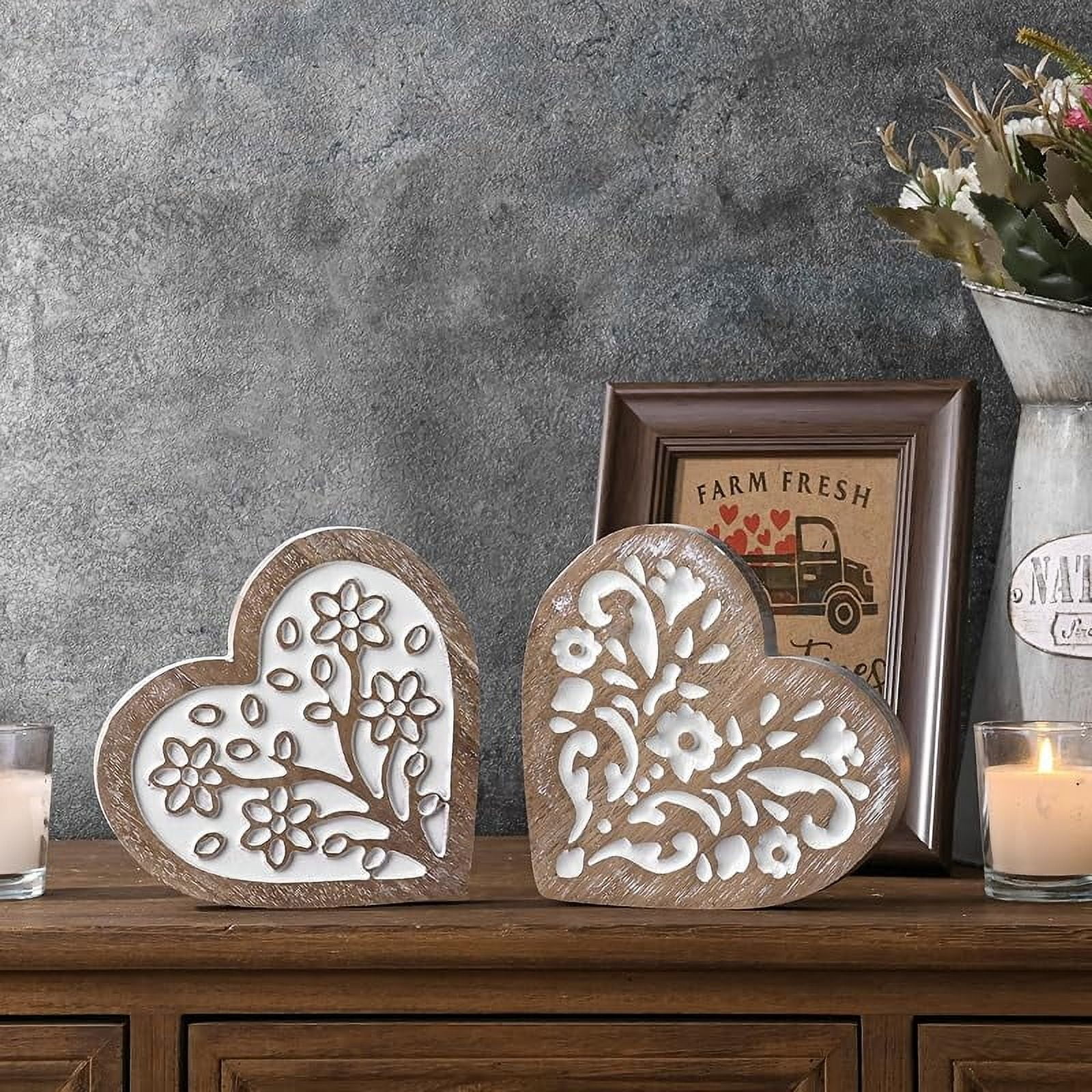 Valentines Day Decor Candy Heart Table Decorations Sign, 6 Pcs ...