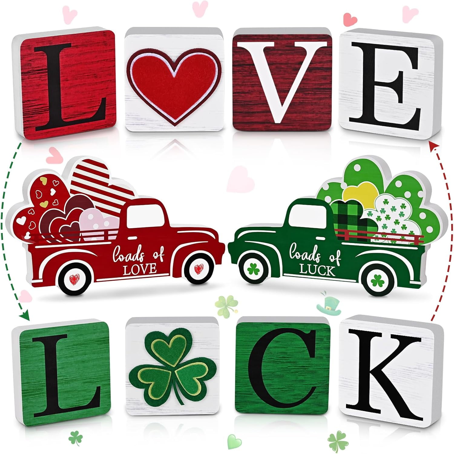 Valentines Day Decor/St.Patricks Day Decorations, Double Sided Wooden ...