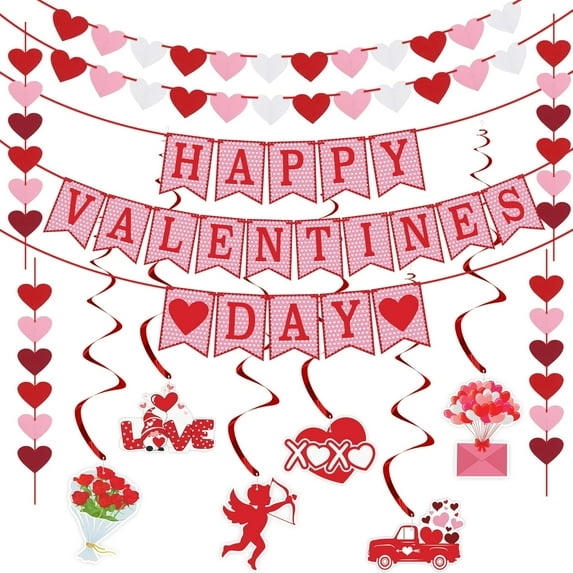 Valentines Day Decor - Valentines Decorations Set - No DIY Red Pink ...