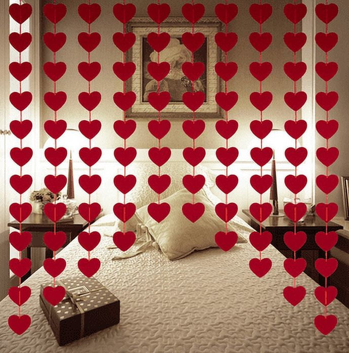 Valentines Day Decorations - 80 PCS Red Felt Garland Hanging String ...