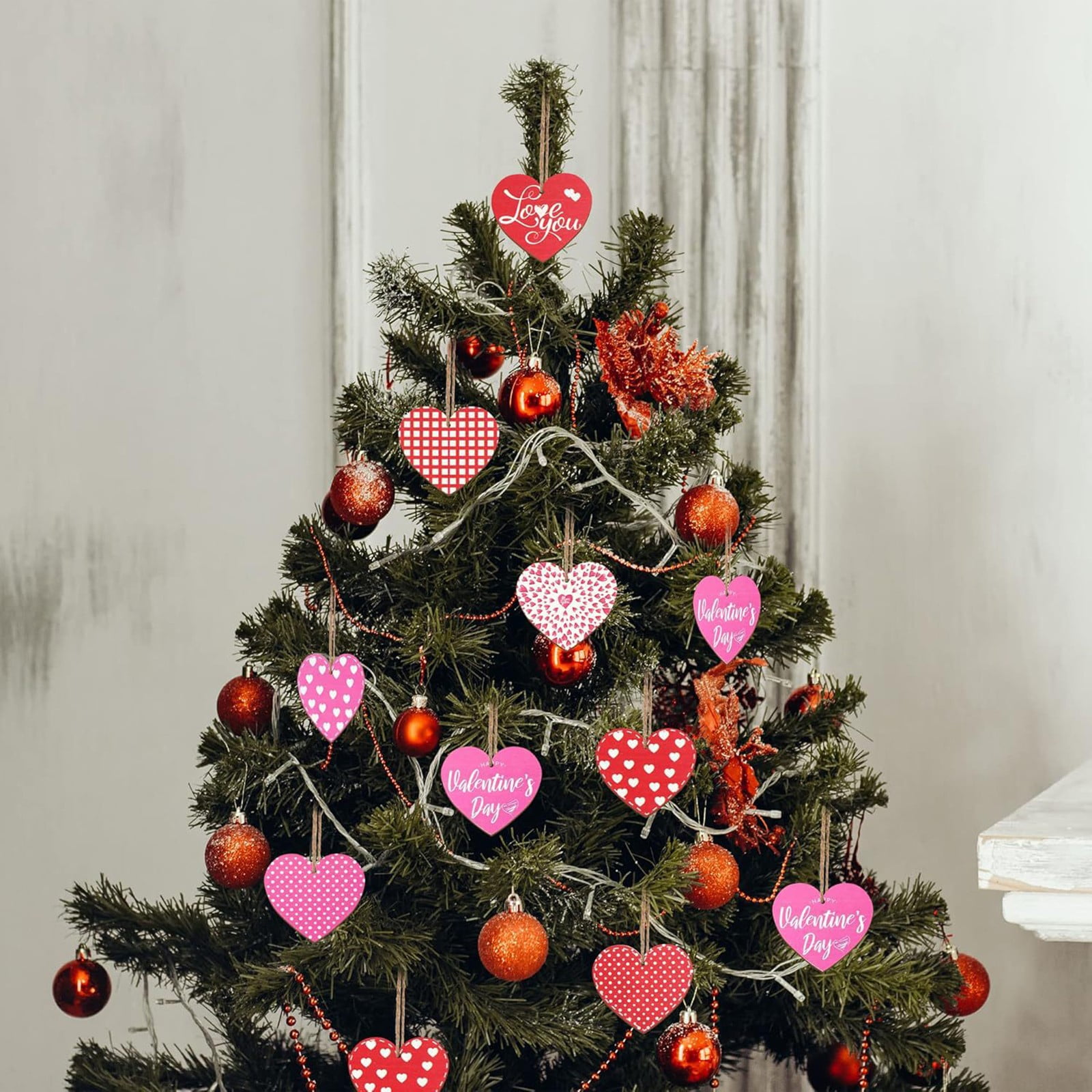 Valentines Day Decorations for The Home, Valentine's Day Wooden Hearts for Crafts Plaid Heart ...