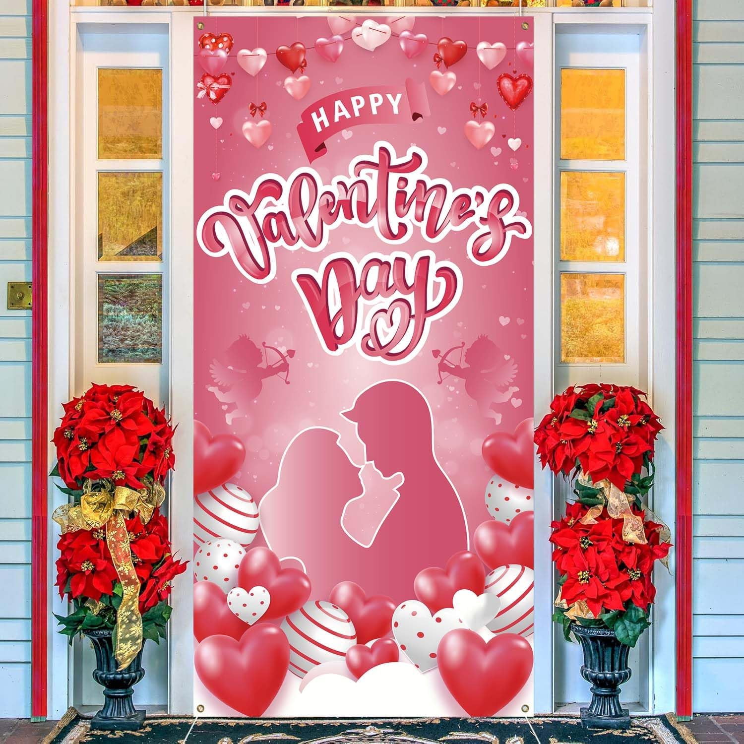 Valentines Day Door Cover, 71x35inch Valentines Day Door Decorations ...