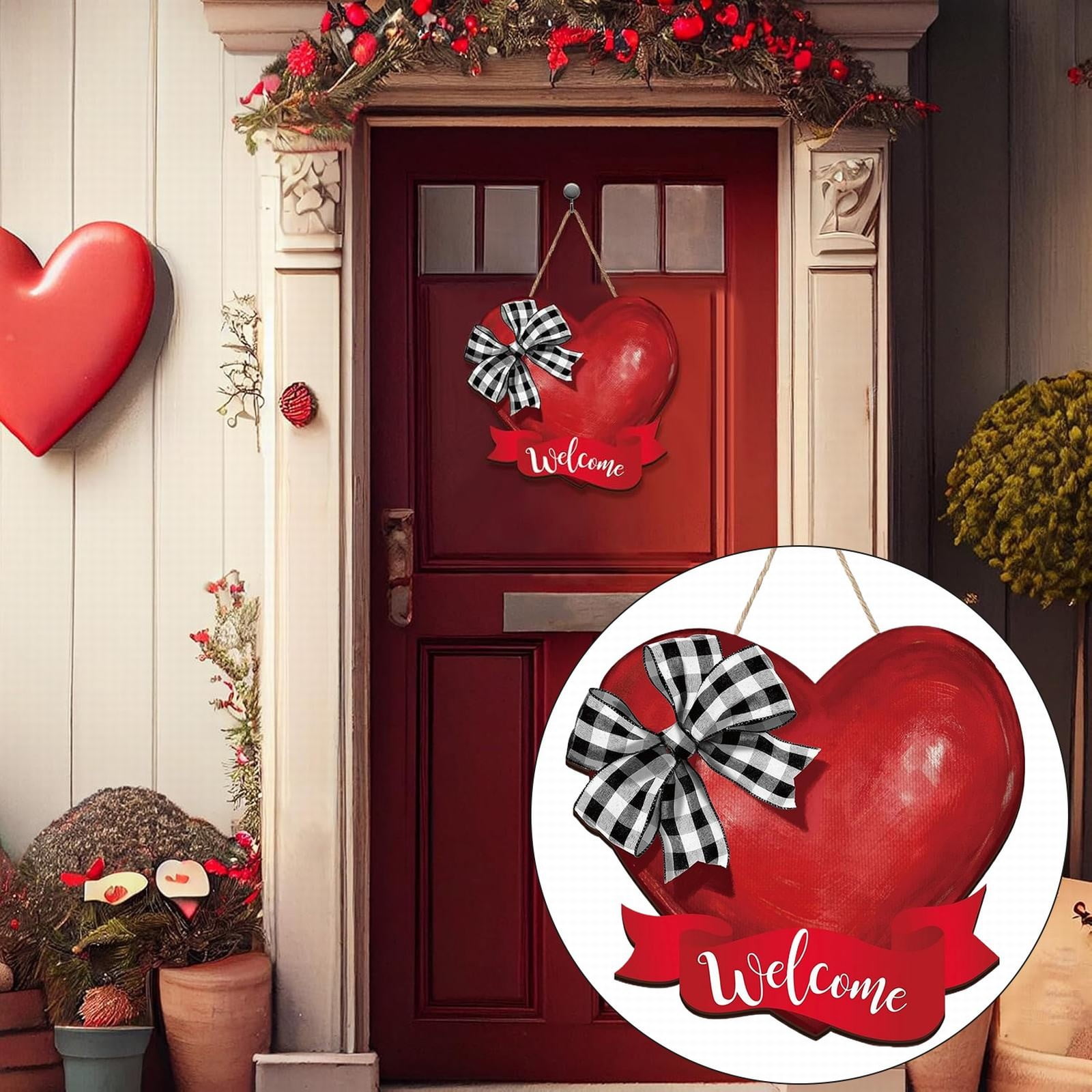 Valentines Day Door Sign Wooden Valentines Door Decoration Valentine ...
