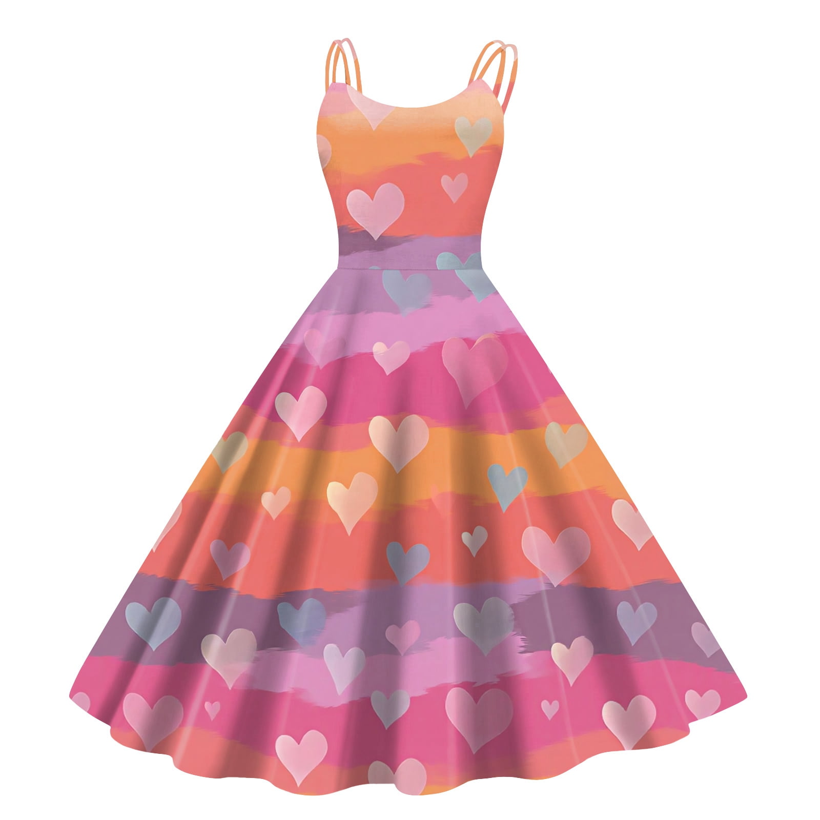 Valentines Day Dresses for Women Crew Neck Love You Patterned 1950s ...